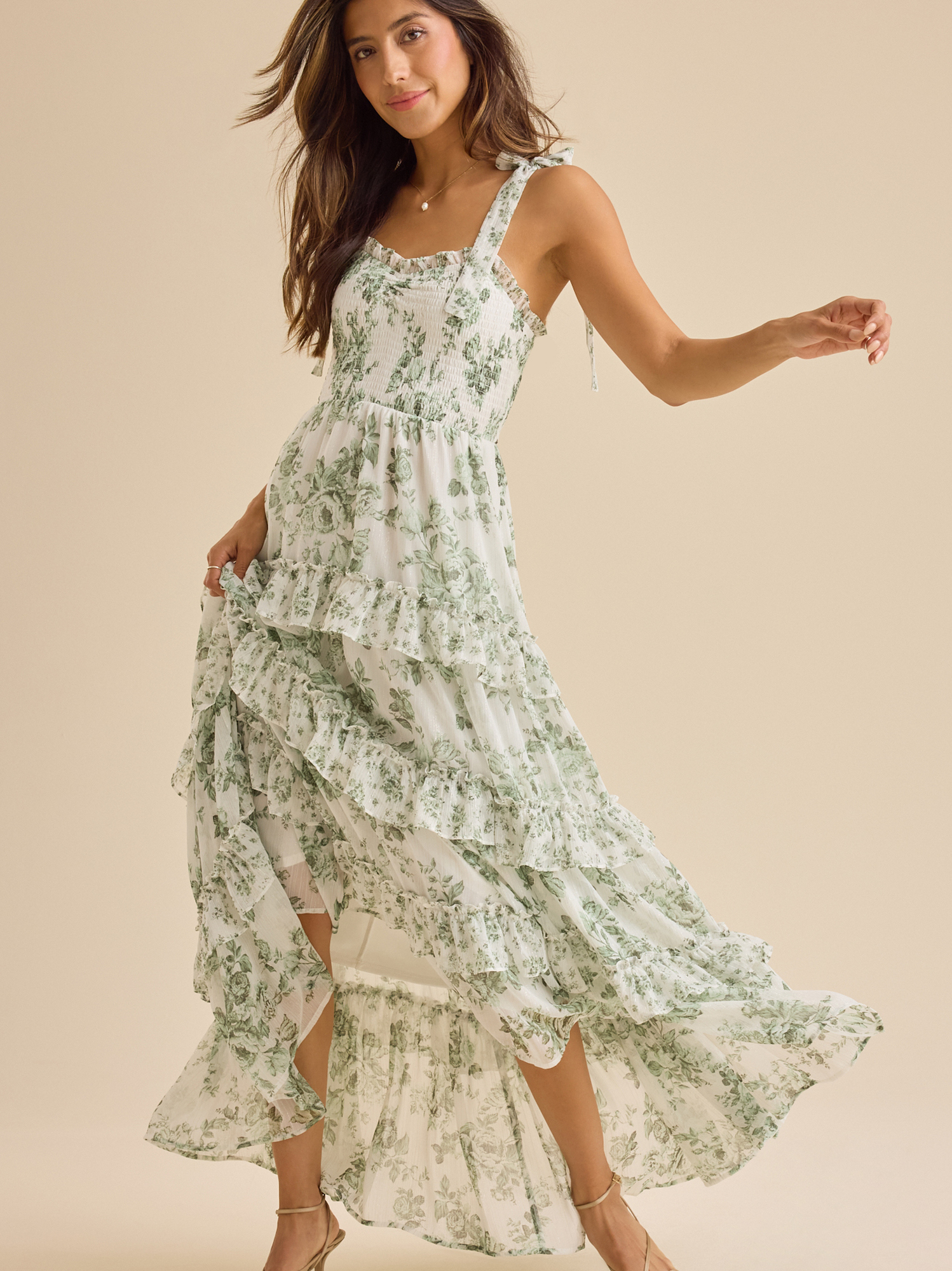 Tinsley Maxi Dress in Ivory & Sage | Altar'd State