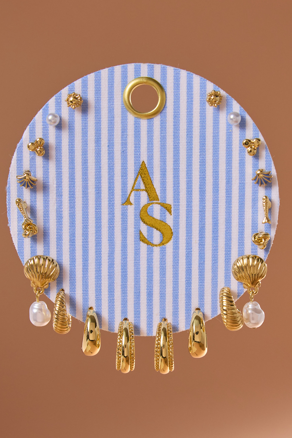 Hoop Shell 18k Gold Earring Set | Altar'd State