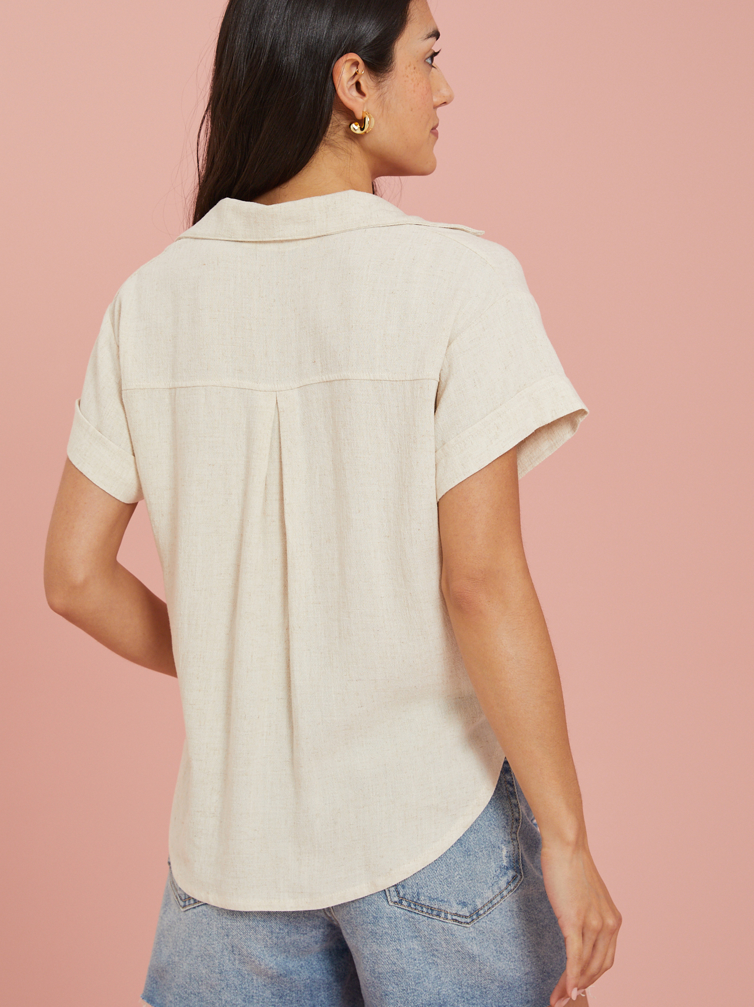 Haley Linen Button Up Top | Altar'd State