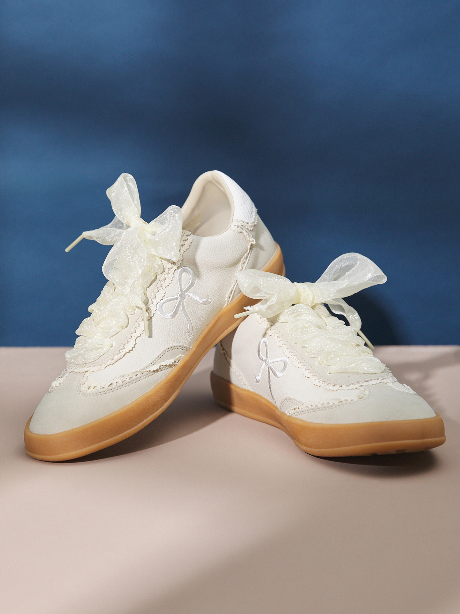 Julie Bow Lace Sneakers in Off White | Altar'd State