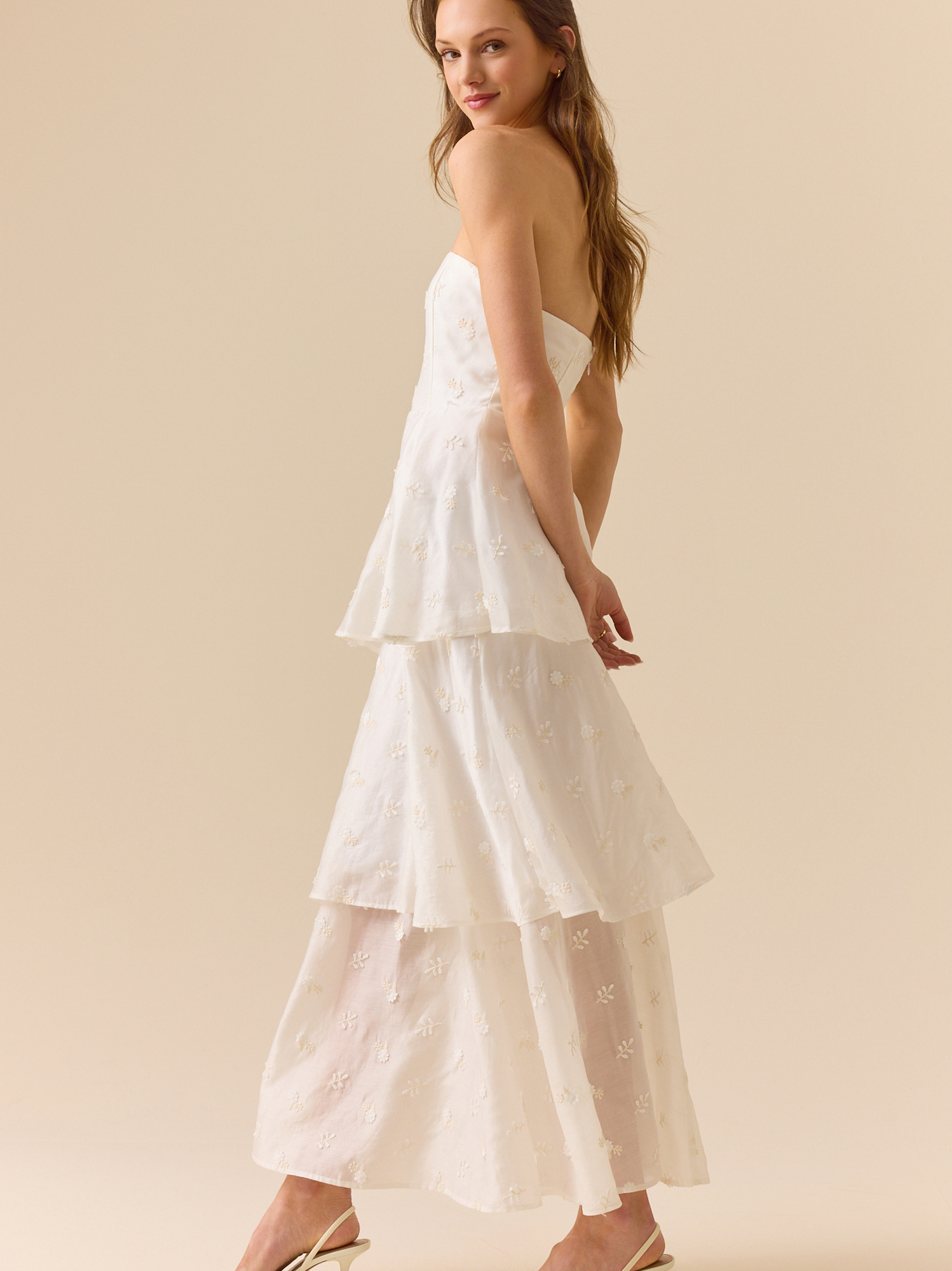 Celia Tiered Maxi Dress in White | Altar'd State
