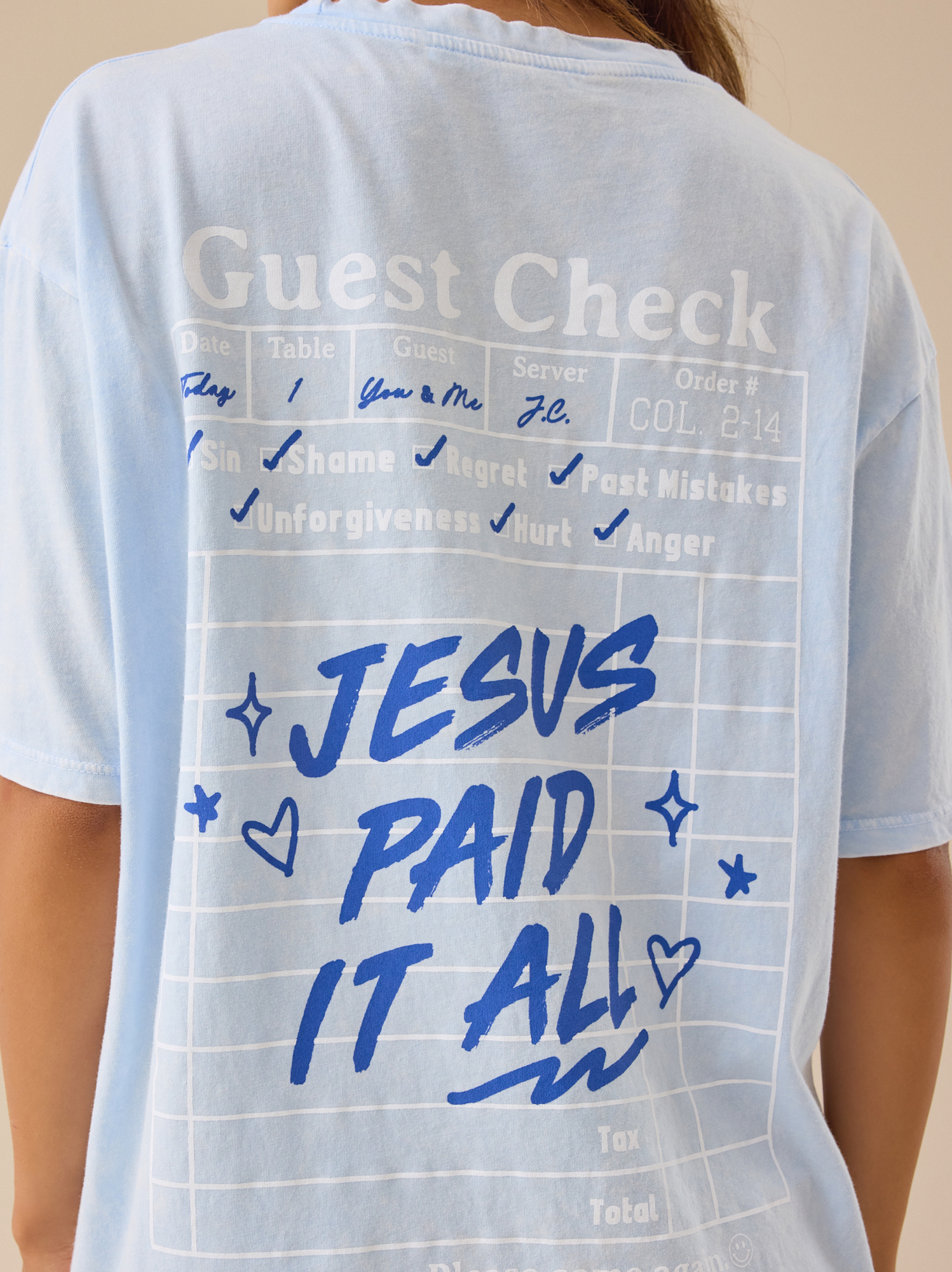Jesus Paid It All Graphic Tee in Blue | Altar'd State