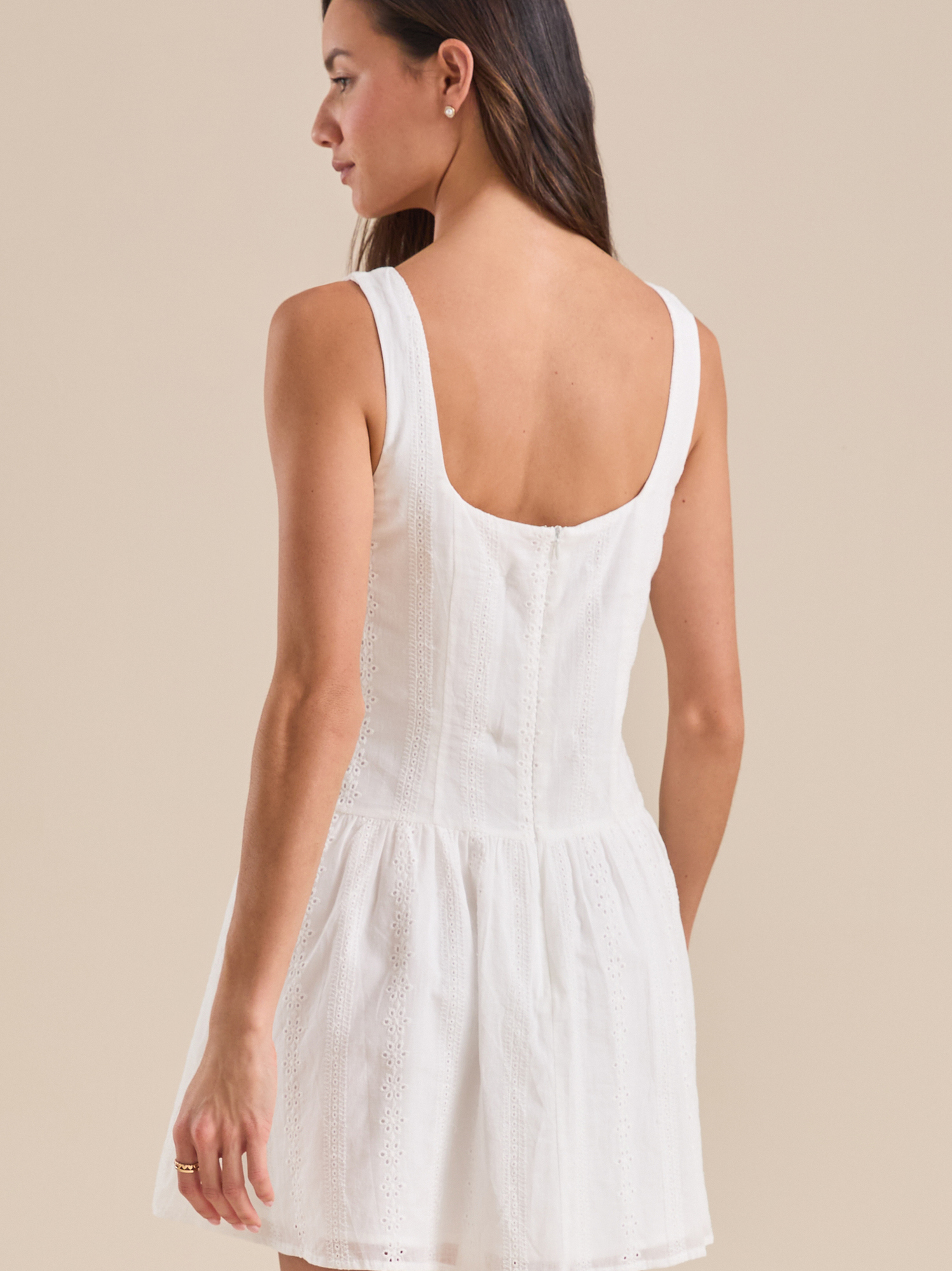 Layla Eyelet Mini Dress in White | Altar'd State