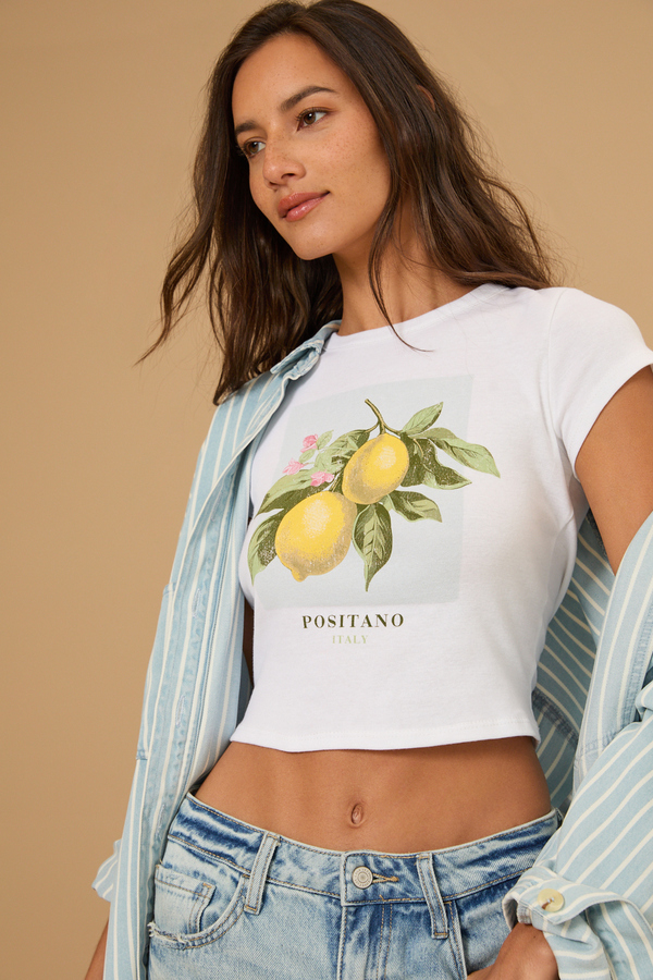 Positano Italy Baby Tee in White | Altar'd State