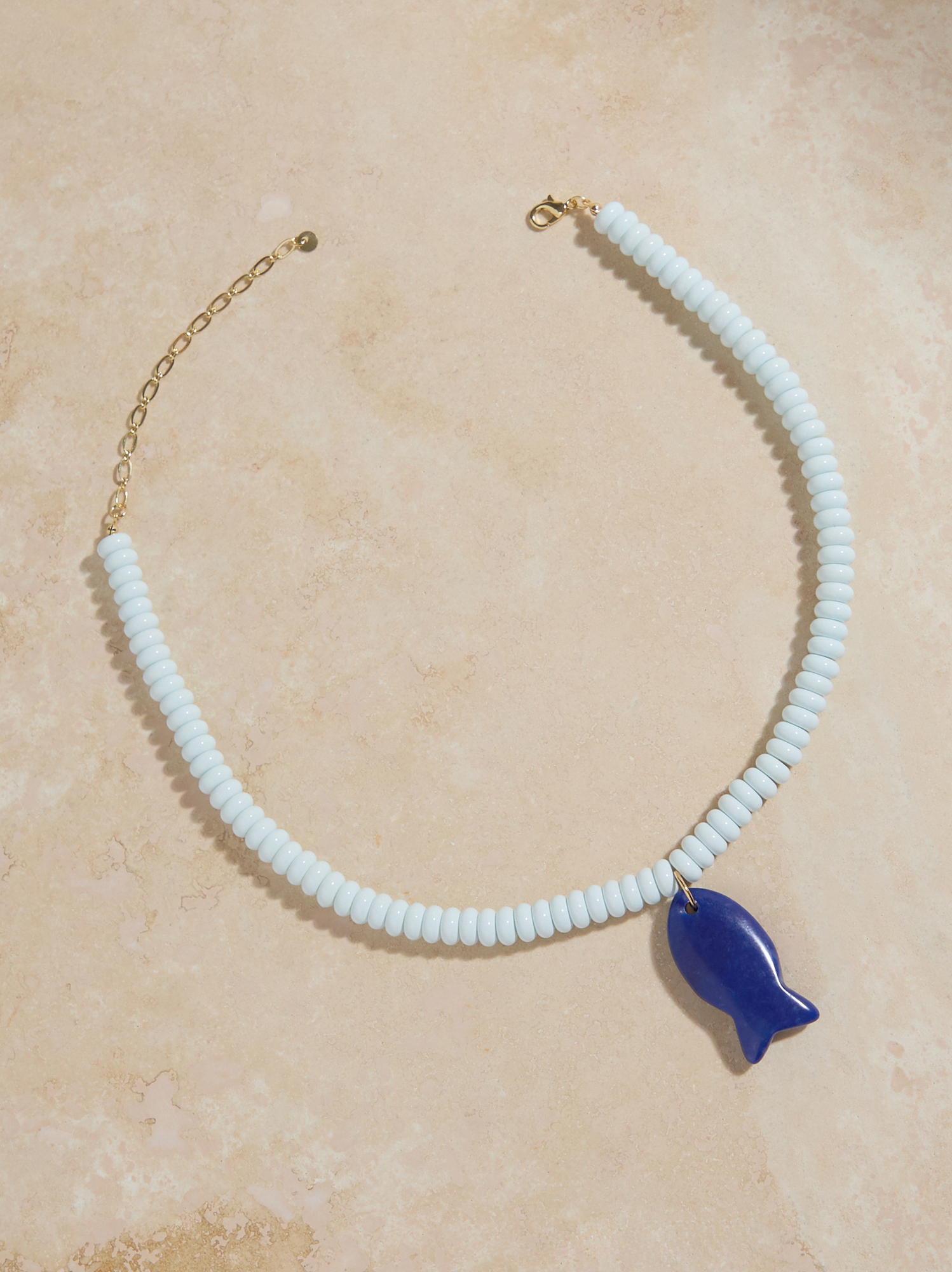 Beaded Fish Charm Necklace in Seafoam | Altar'd State