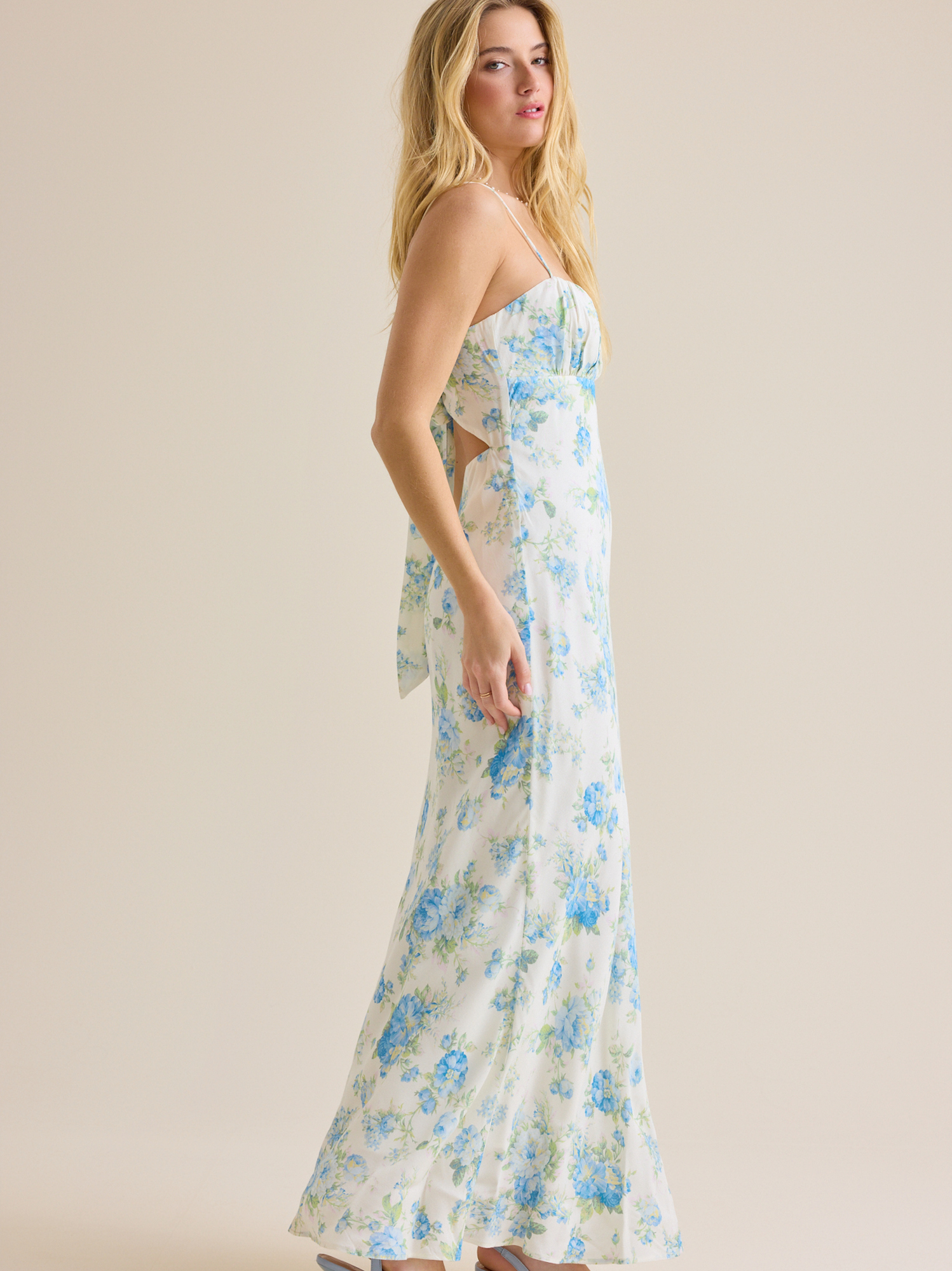 Breeanna Floral Maxi Dress in Ivory & Blue | Altar'd State