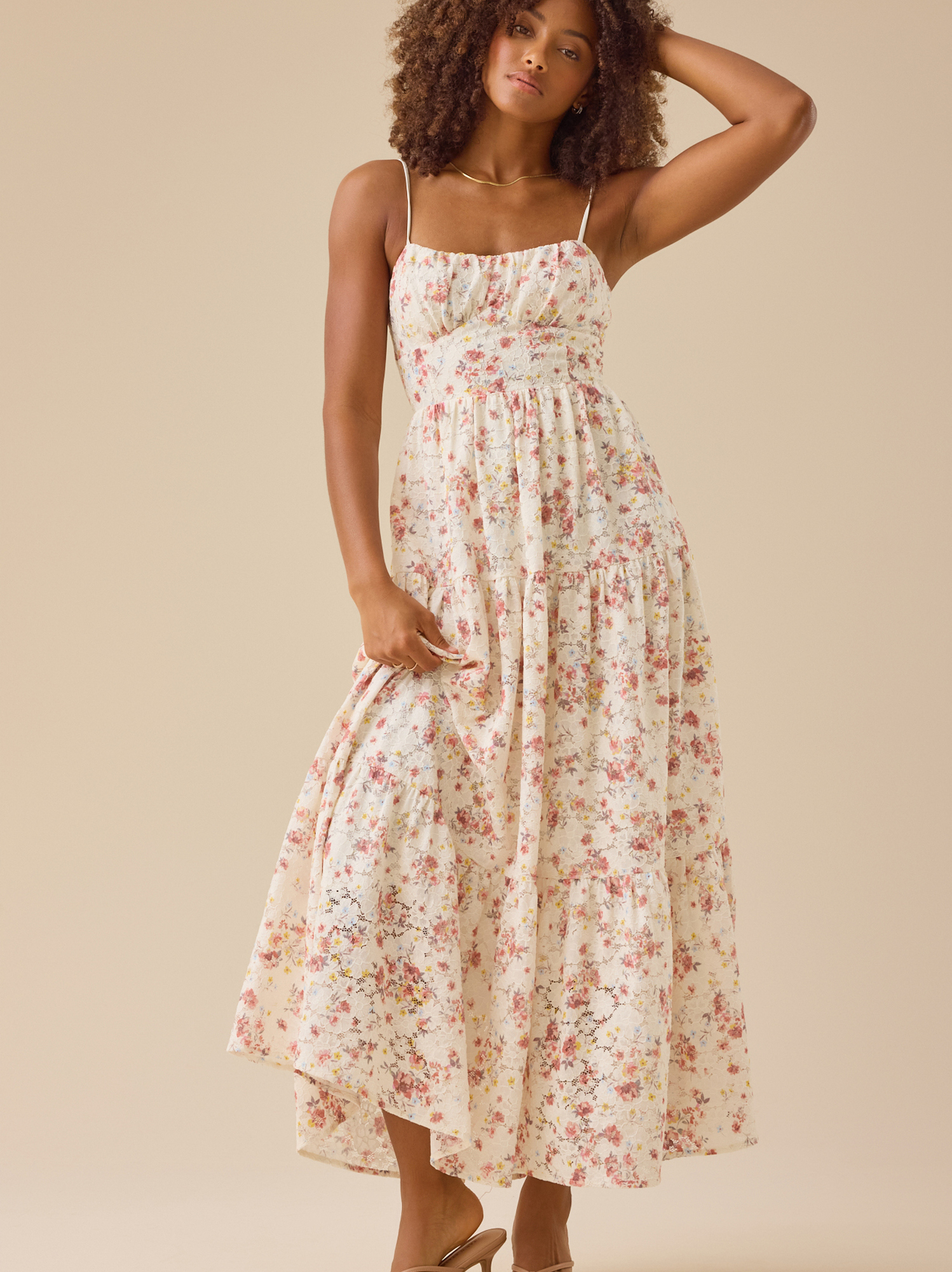Edeline Floral Lace Maxi Dress in Ivory Multi | Altar'd State