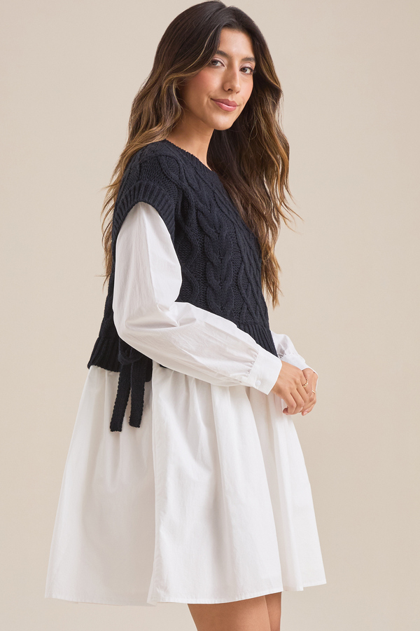 Morgan Sweater Twofer Dress in Black | Altar'd State