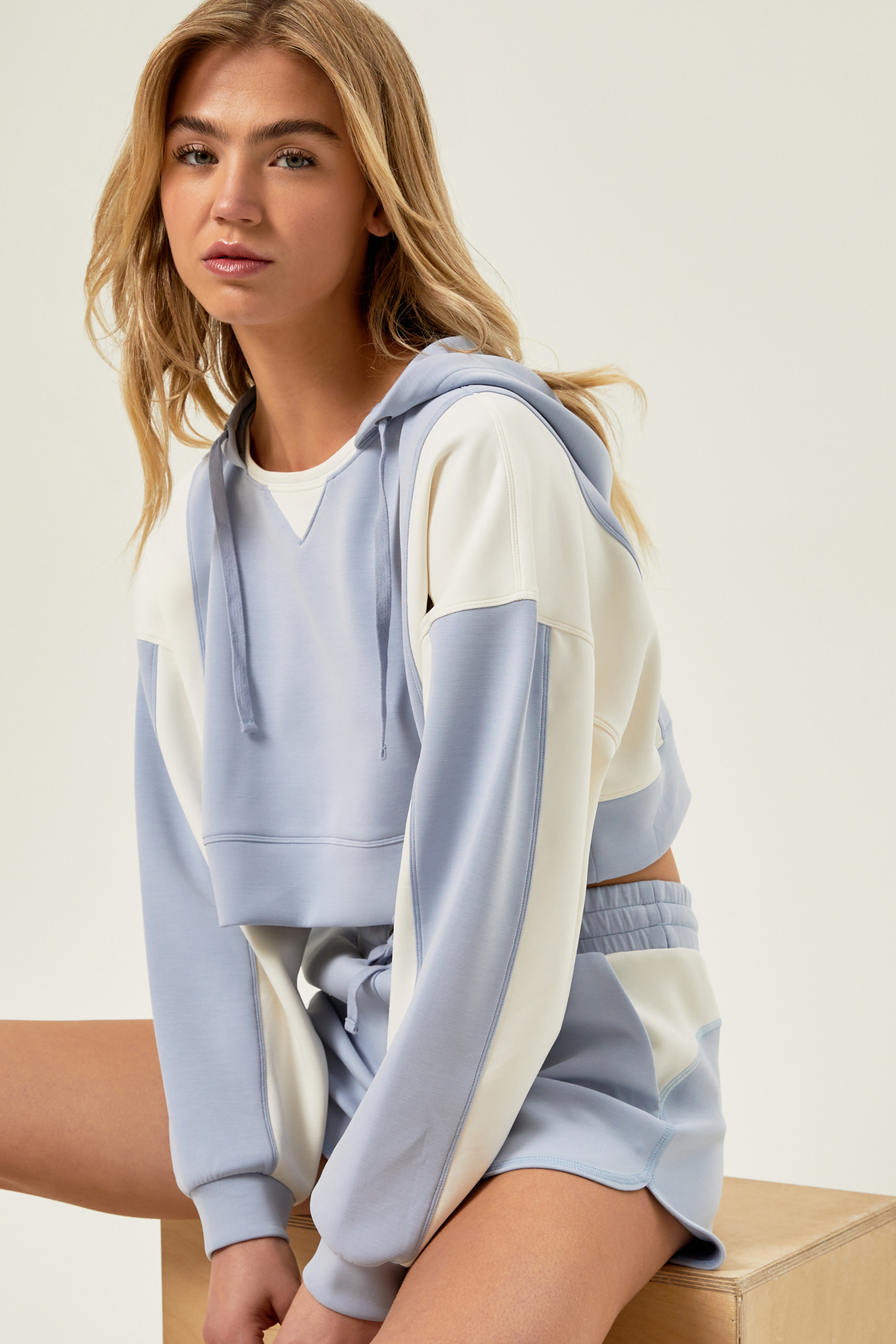 Supersoft Blue Color Block Hoodie | AS Revival