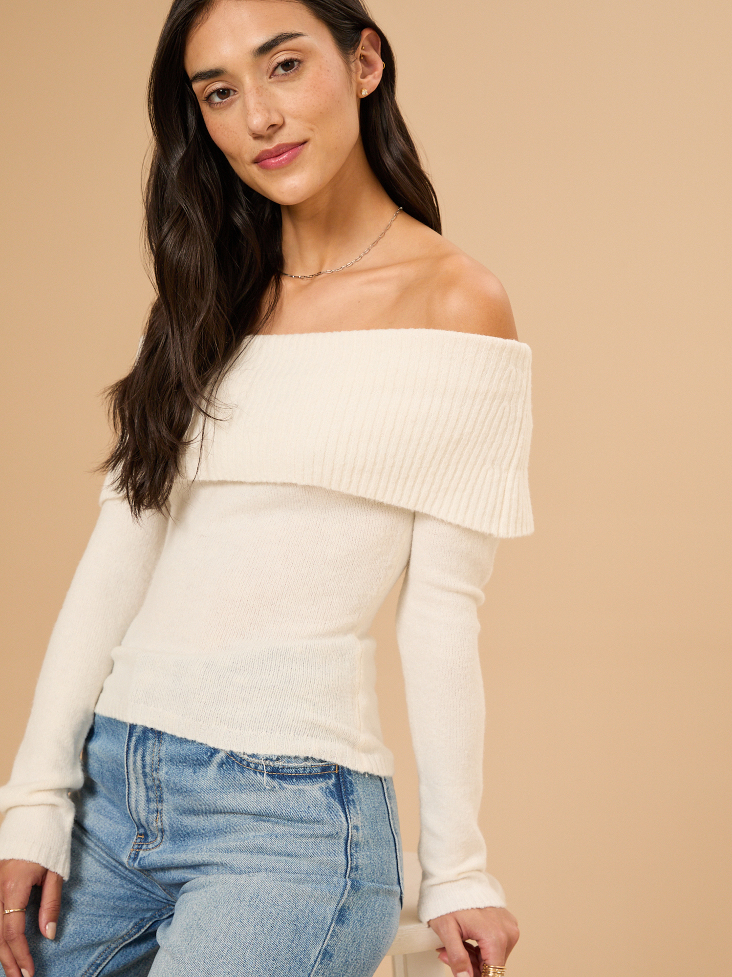 Geri Off-Shoulder Ribbed Sweater | Altar'd State