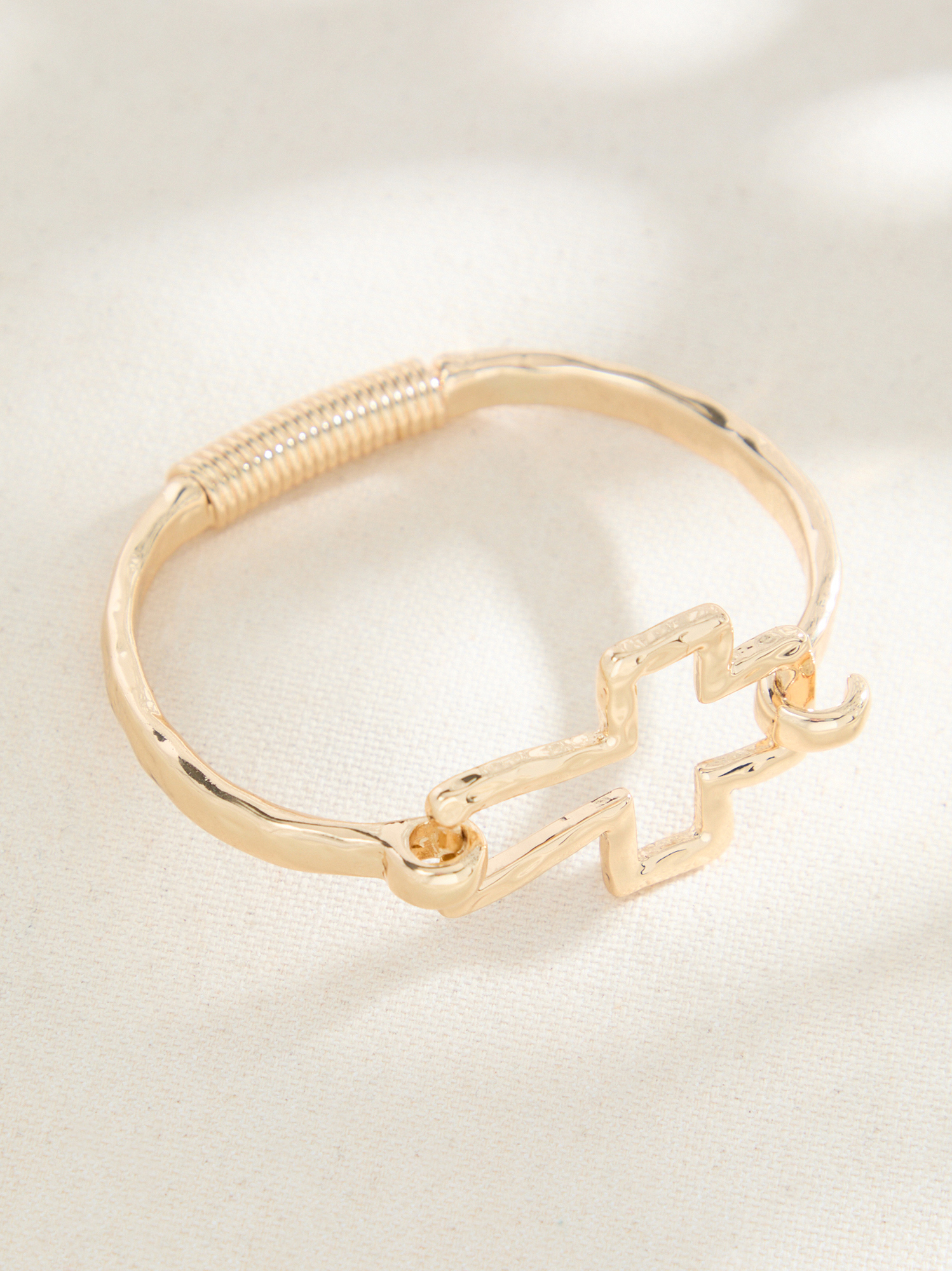 Hammered Open Cross Hinge Bracelet in Gold | Altar'd State