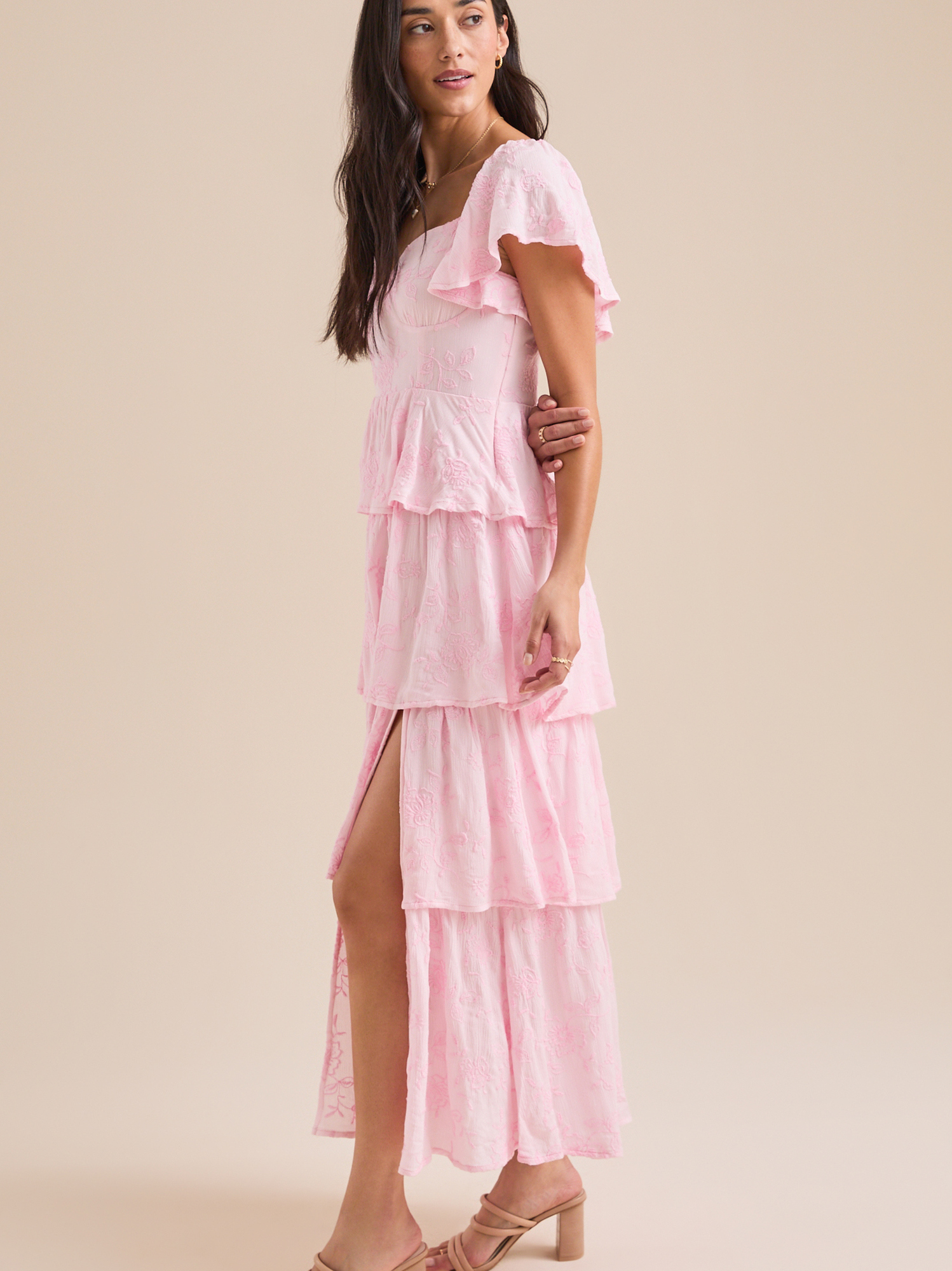 Roxanne Layered Maxi Dress in Pink | Altar'd State