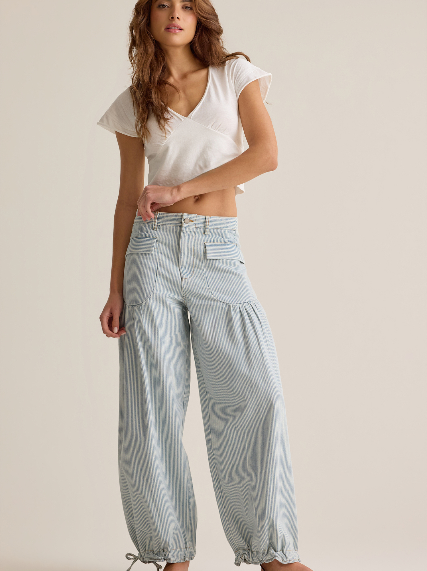 Tatum Denim Pant in Blue & Ivory | Altar'd State