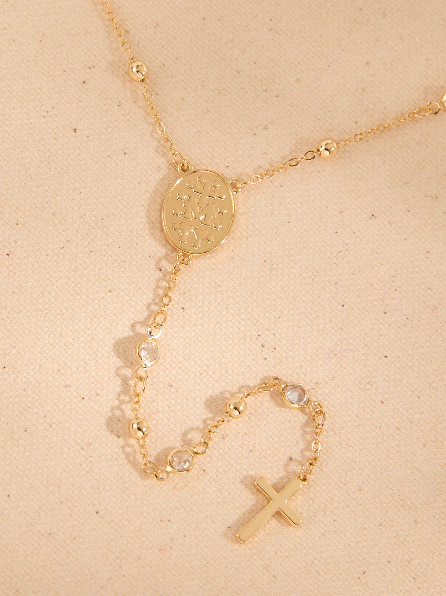 Rosary Cross Dangle Necklace in Gold | Altar'd State