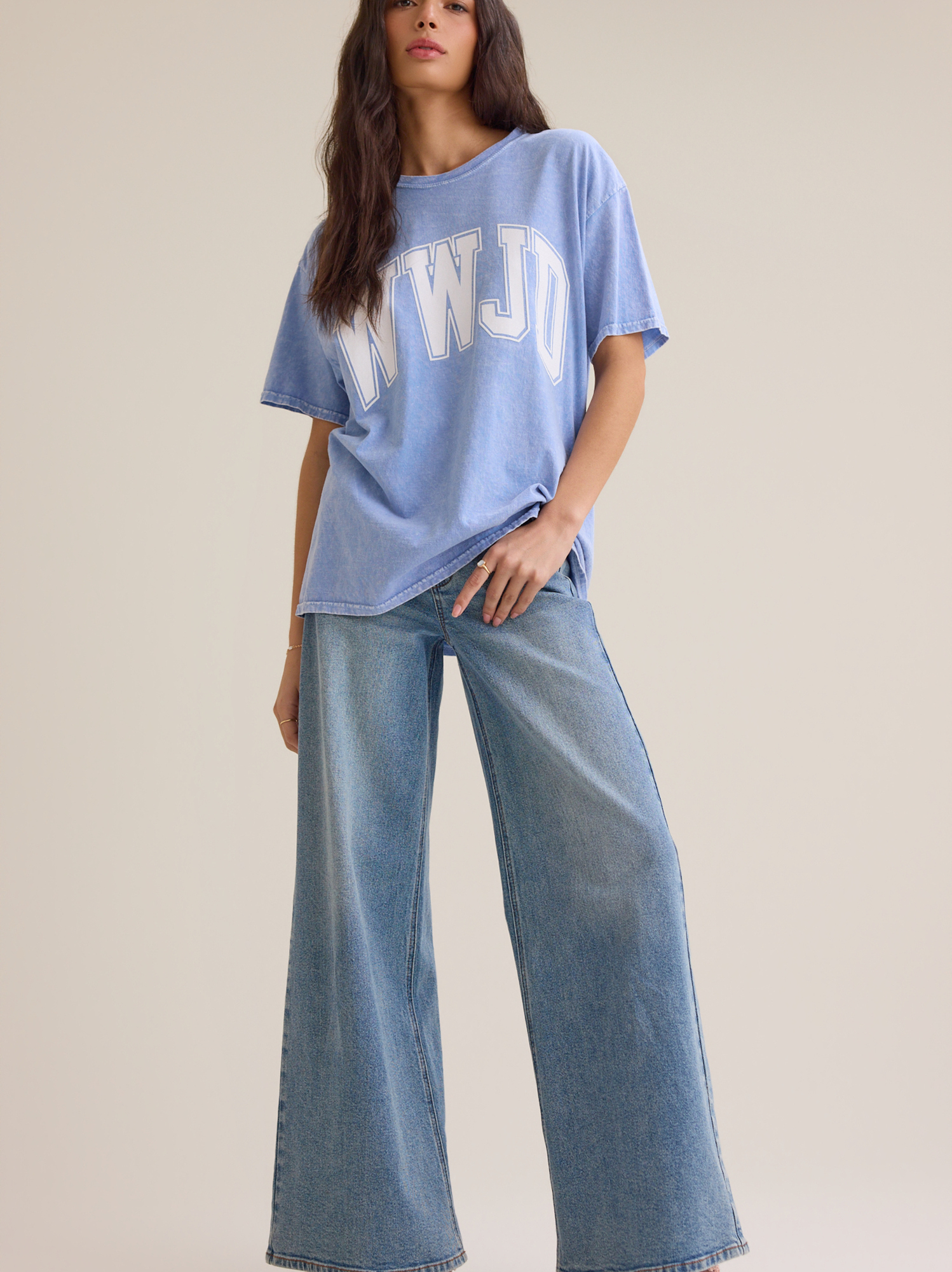 WWJD Graphic Tee in Light Blue | AS Revival
