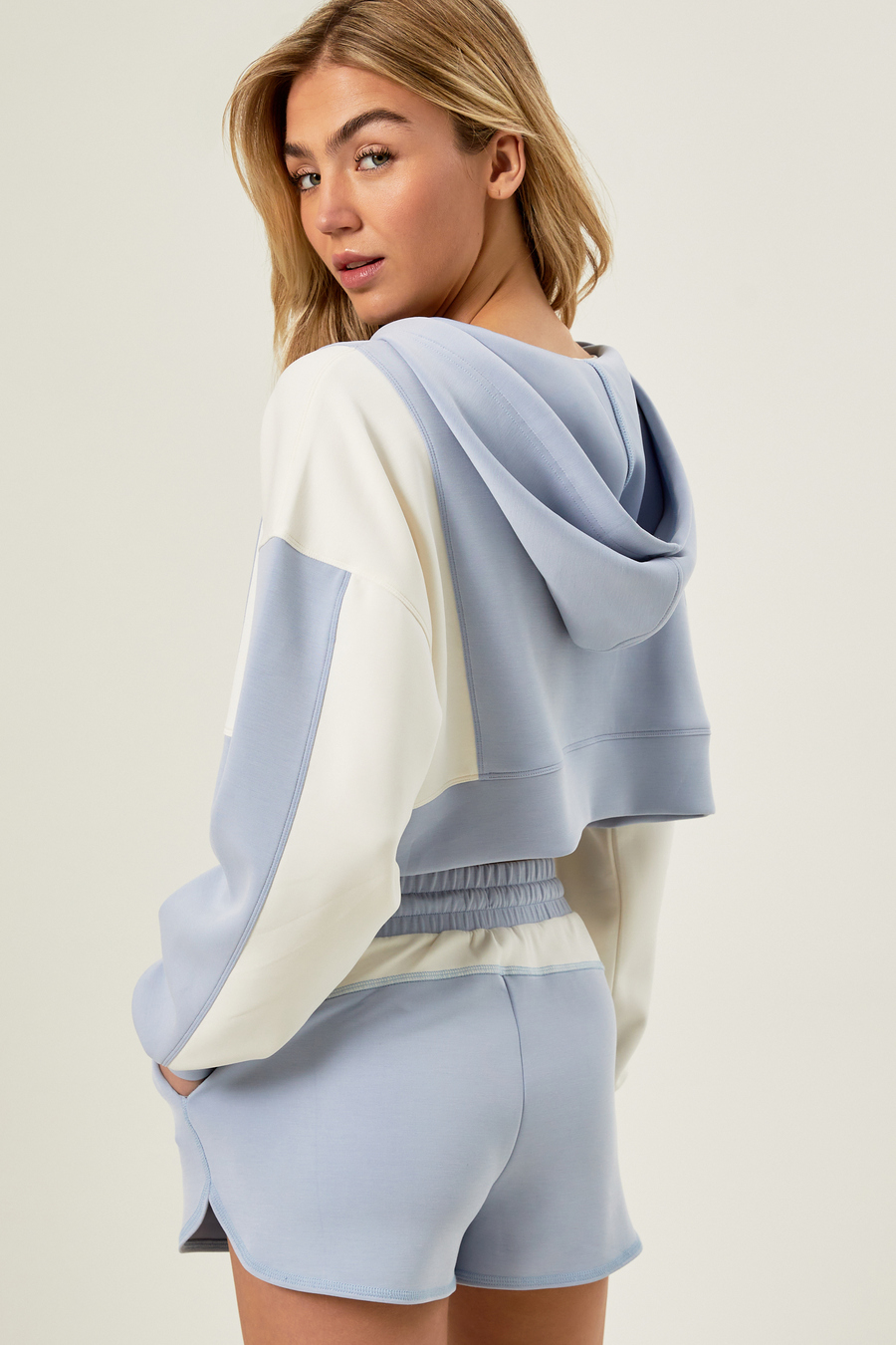Supersoft Blue Color Block Hoodie | AS Revival