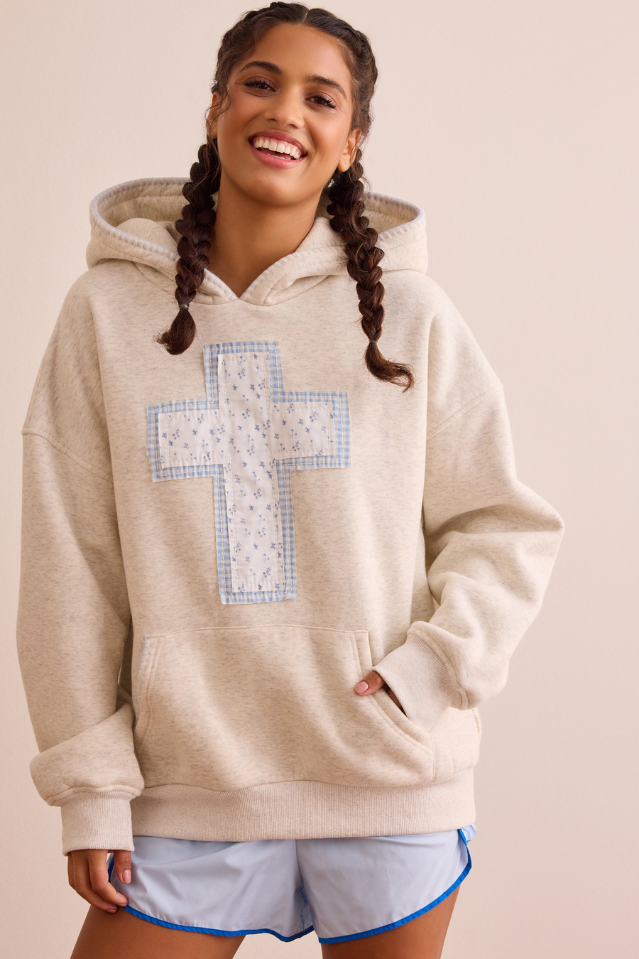 Stitched In Faith Hoodie in Heather Grey | Altar'd State