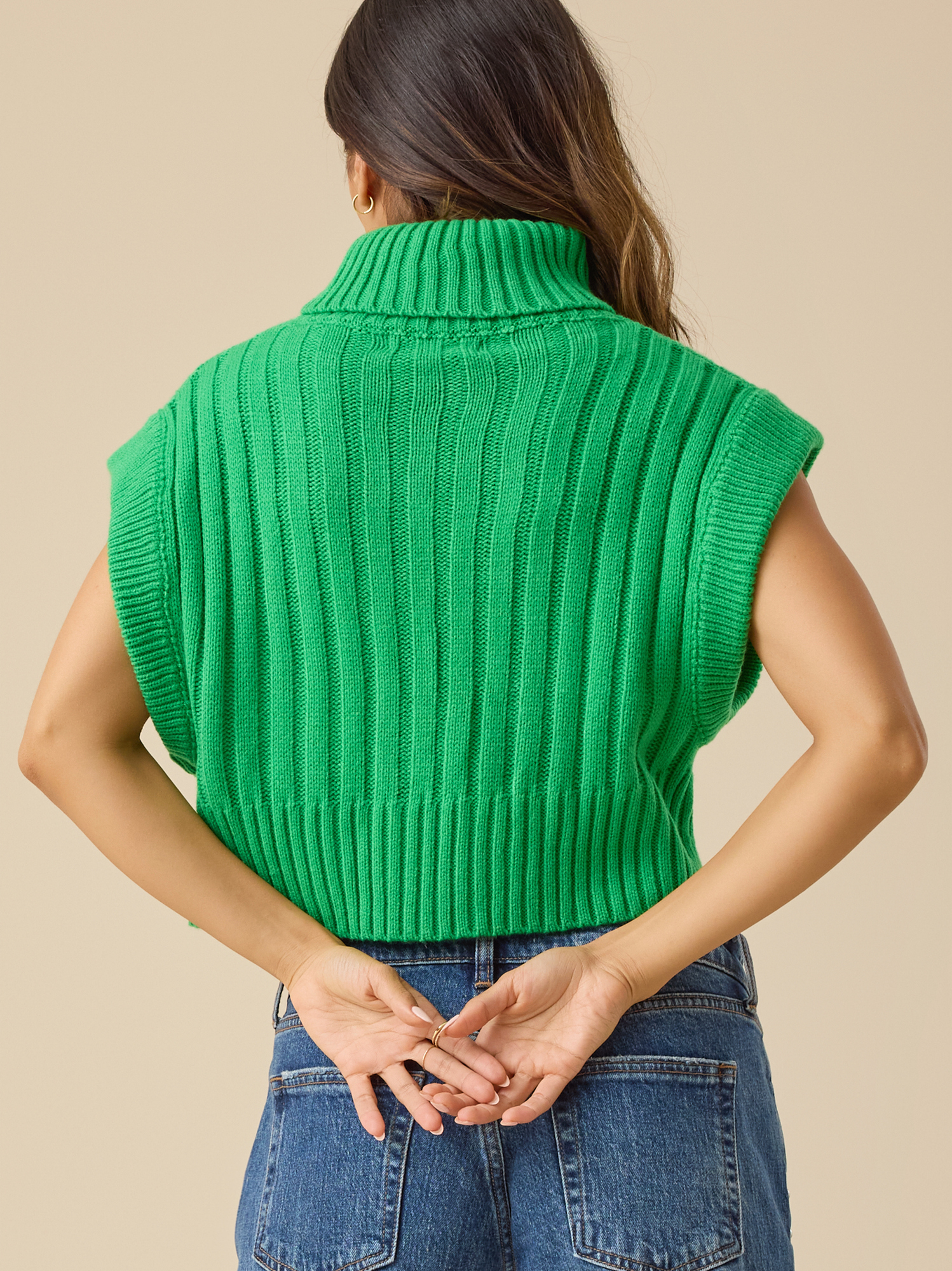 Destiny Turtleneck Sweater Vest in Green | Altar'd State