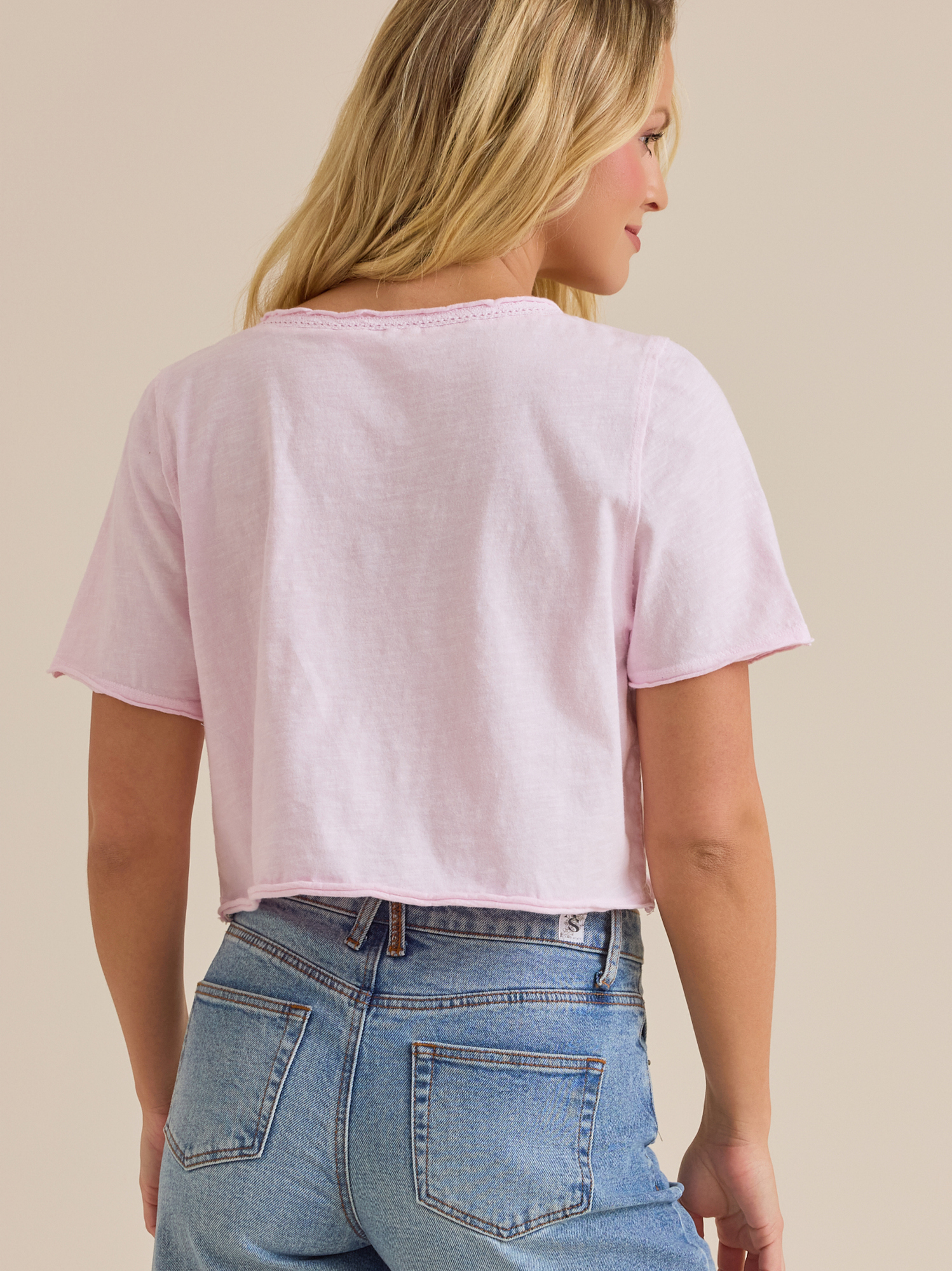 Vera Cropped Lace Tee in Light Pink | Altar'd State
