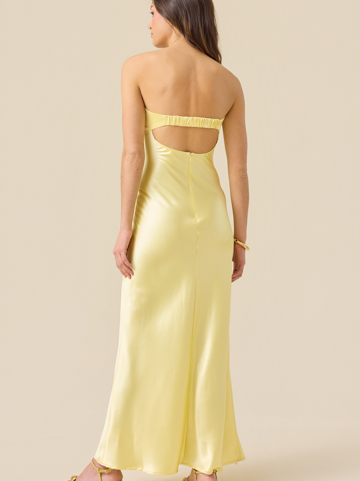 Paityn Strapless Maxi Dress in Light Yellow | Altar'd State