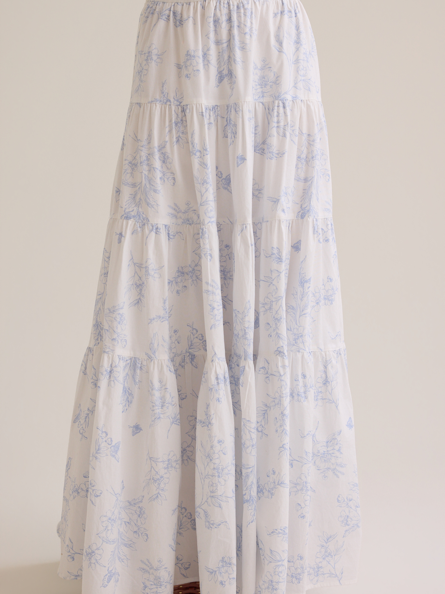 Catherine Floral Midi Skirt in Ivory & Blue | Altar'd State