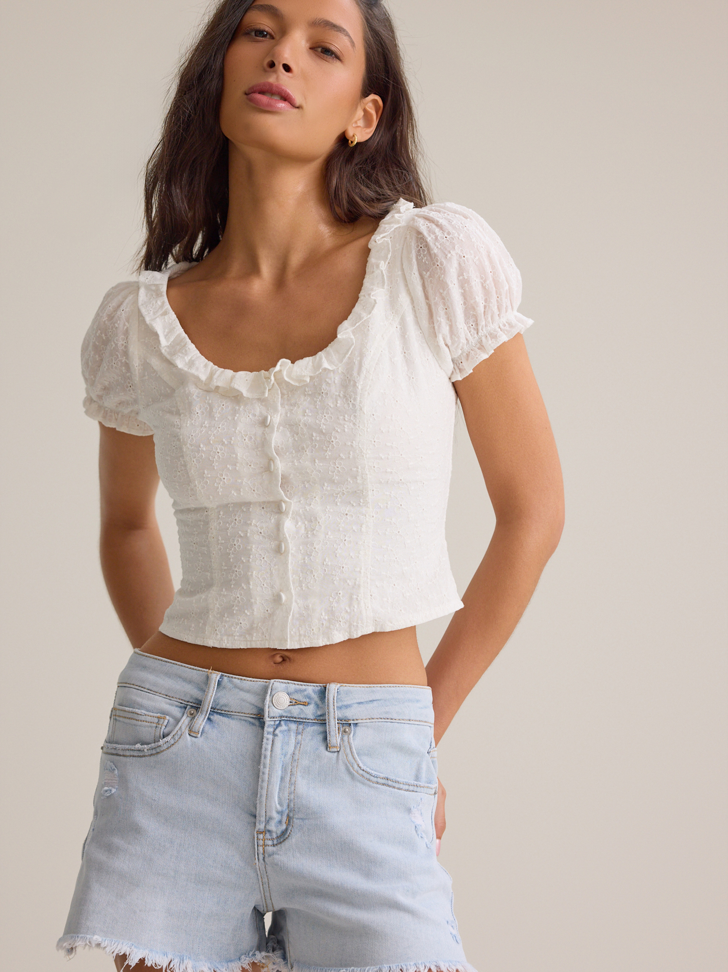 Julia Fray Jean Shorts in Light Wash | Altar'd State
