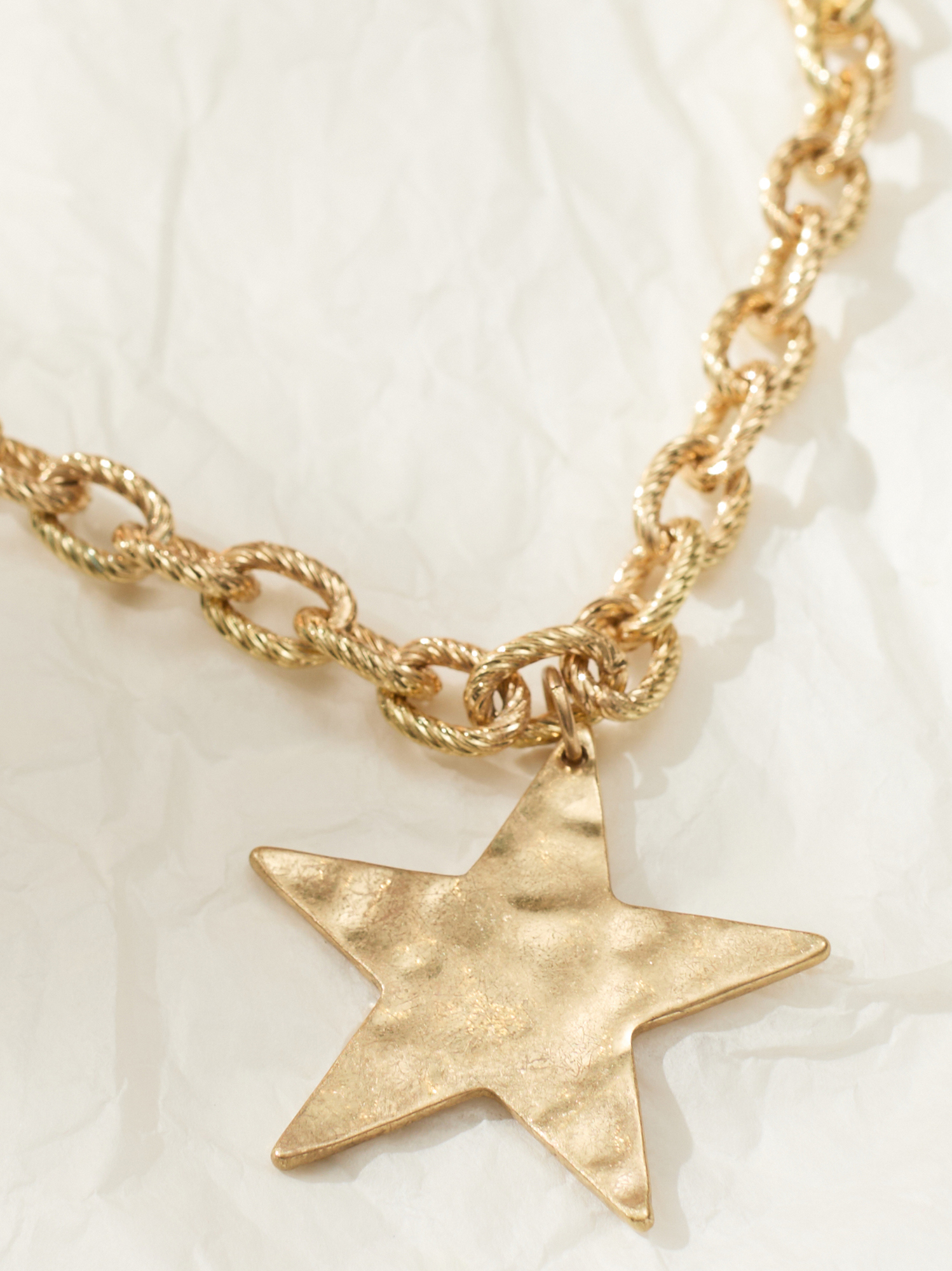 Worn Gold Hammered Star Necklace | Altar'd State