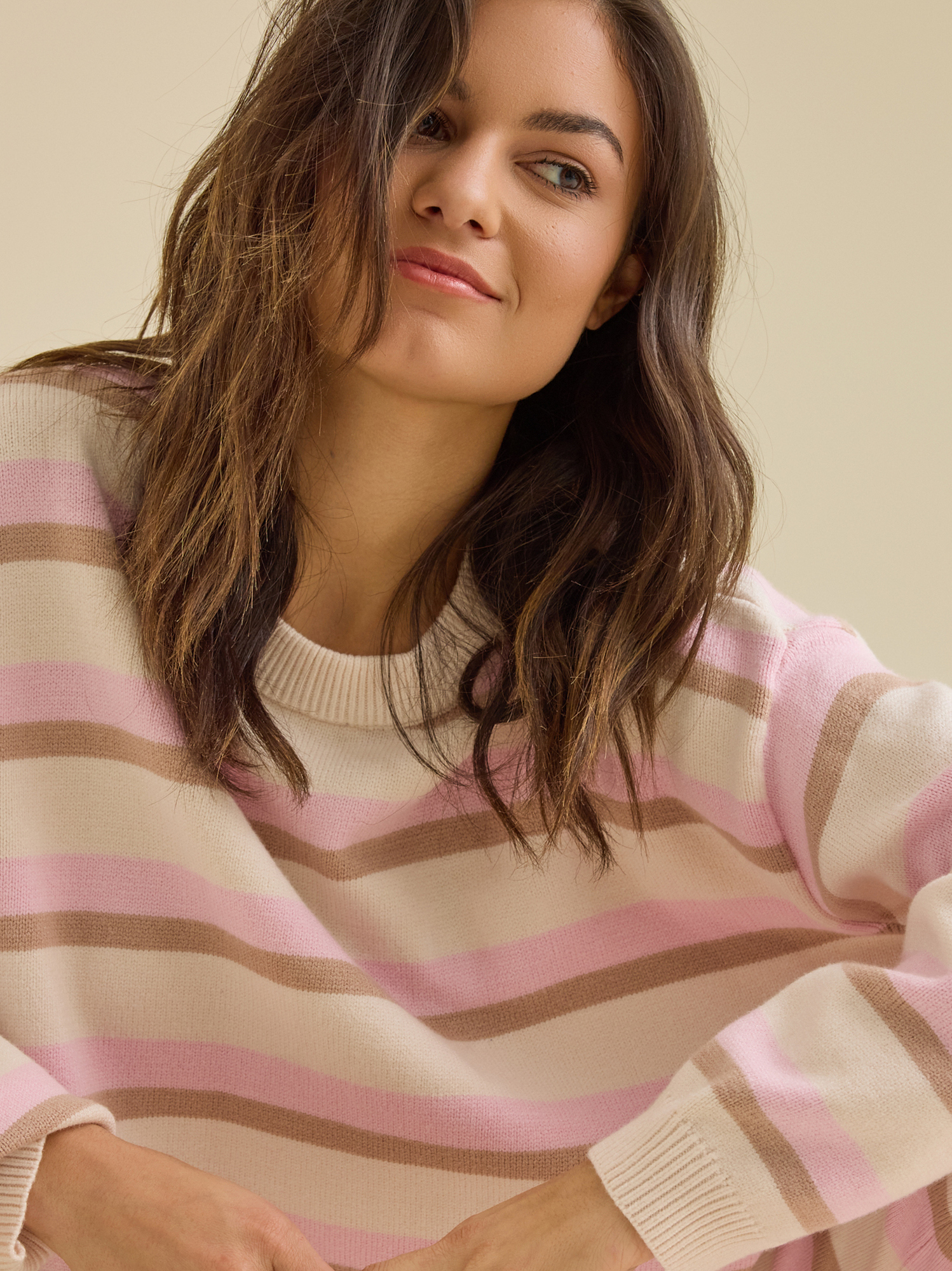 Adelina Stripe Top in Pink & Brown | Altar'd State