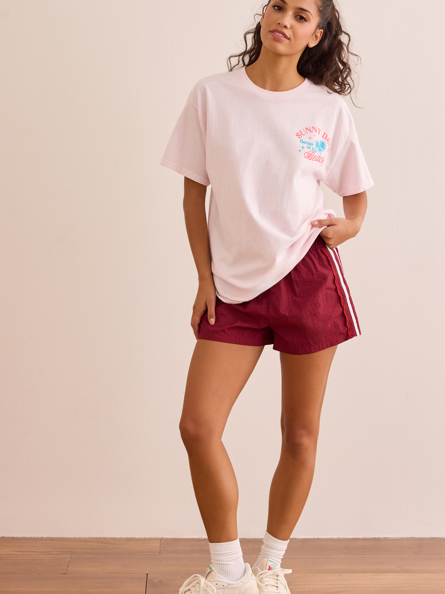 Sunny Beach Day Graphic Tee Light Pink | AS Revival