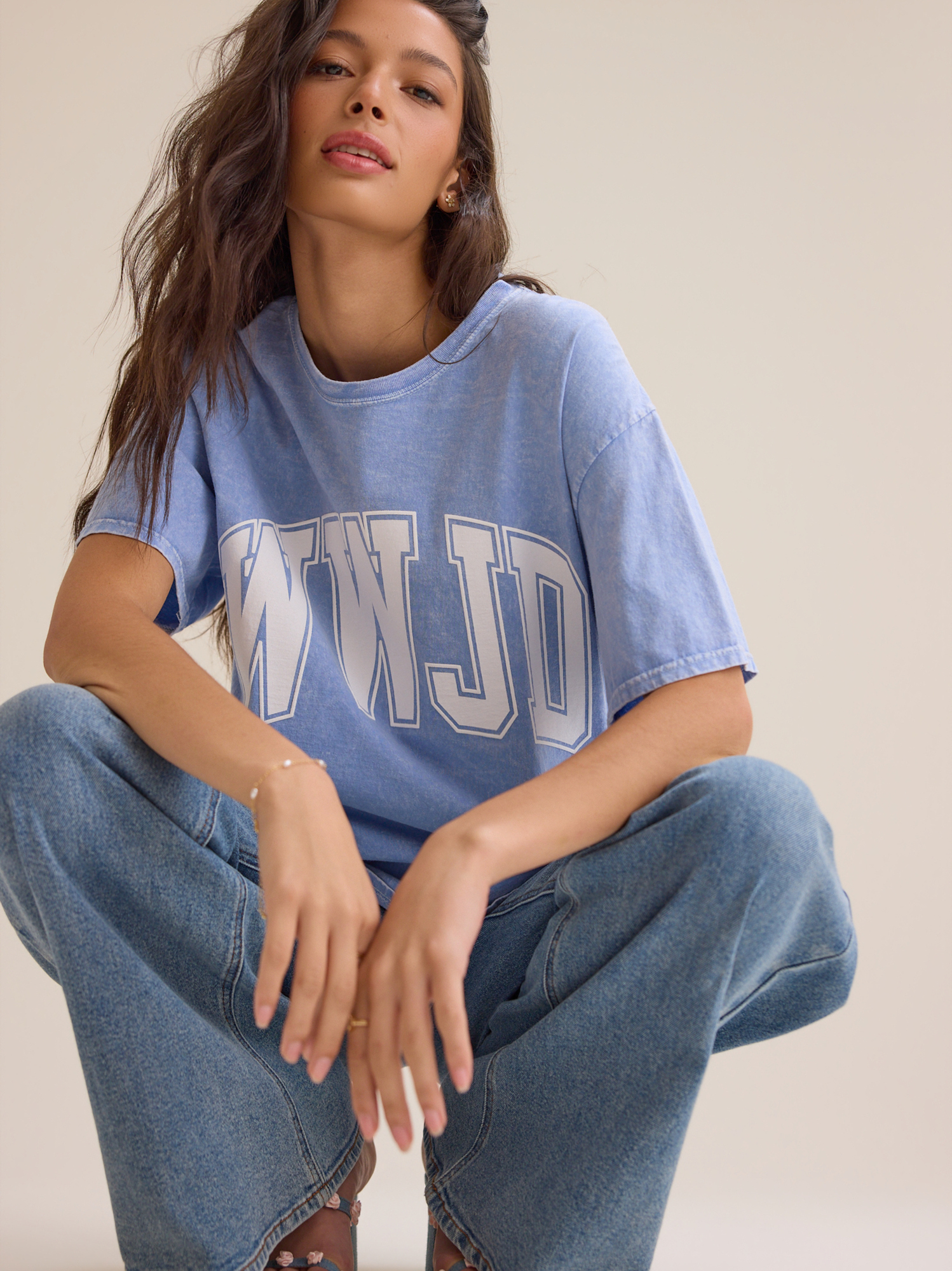 WWJD Graphic Tee in Light Blue | AS Revival