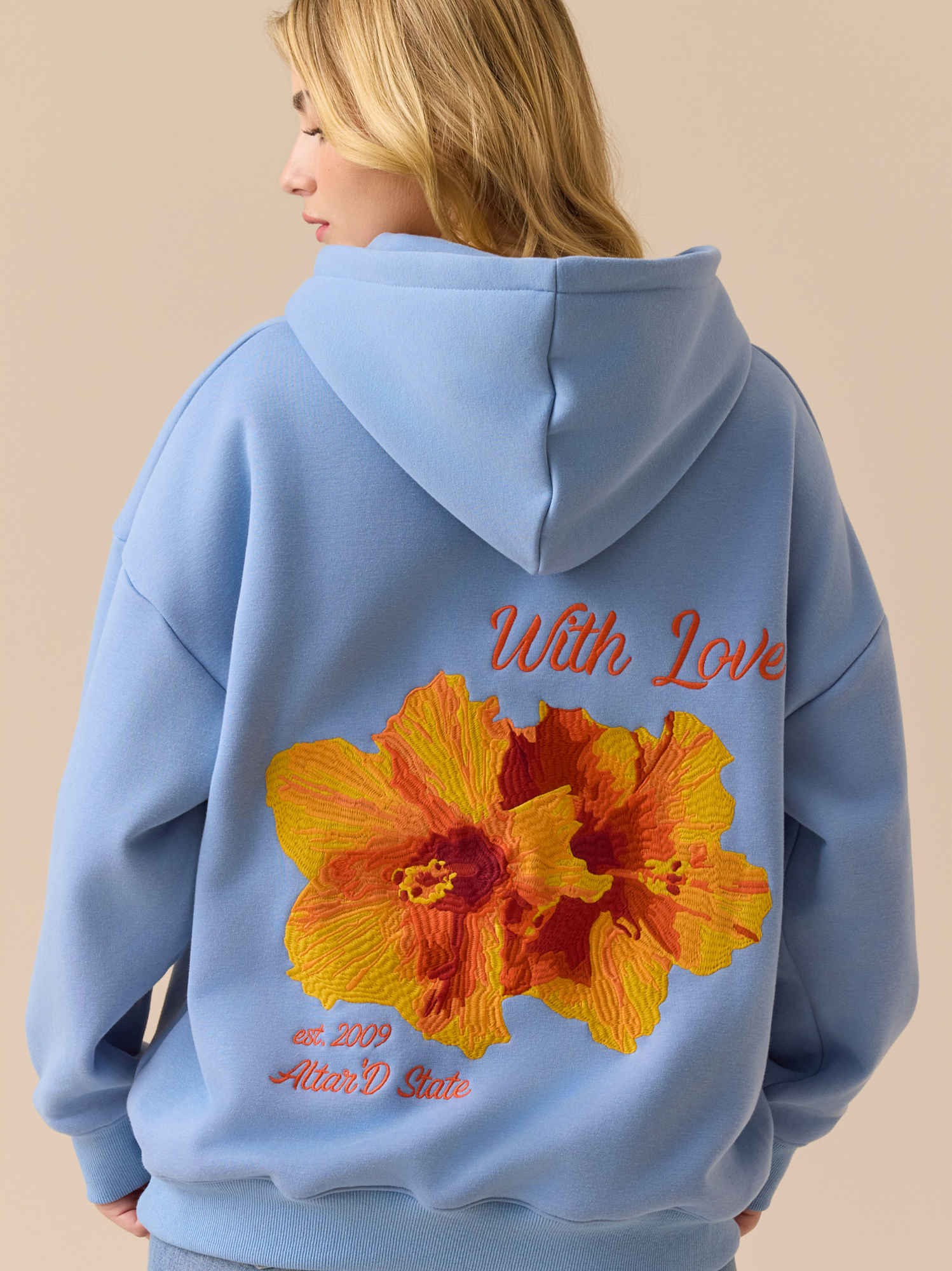 Meet At Sunset Embroidered Hoodie in Blue Multi | Altar'd State