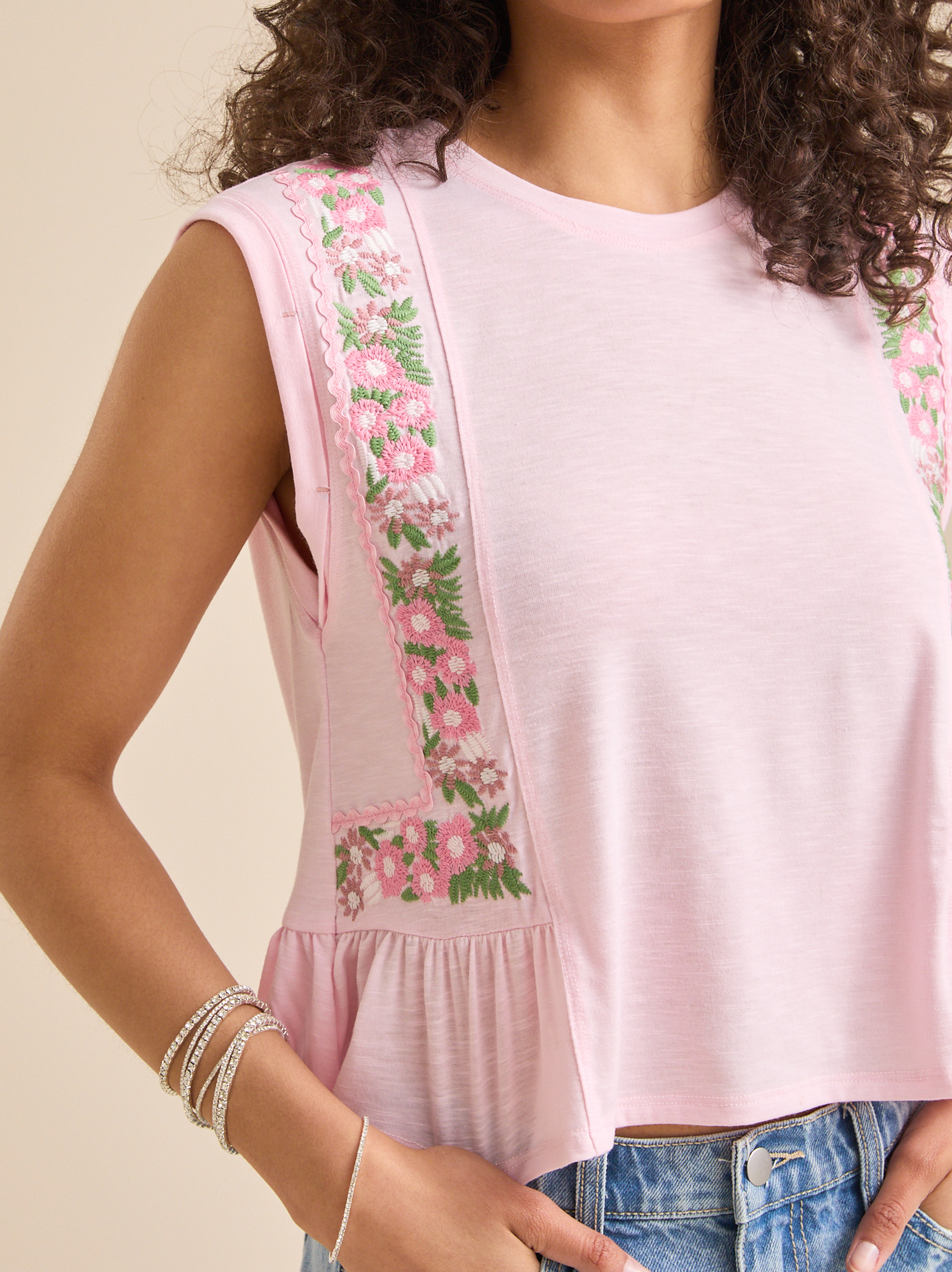 Maisey Embroidered Knit Top in Pink | Altar'd State