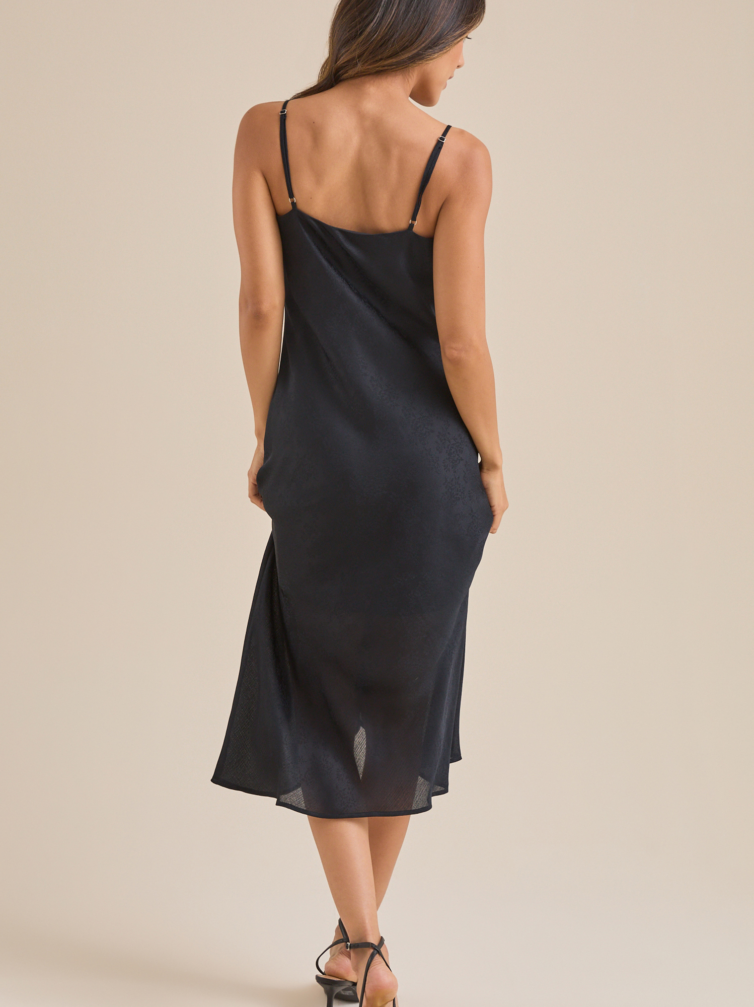 Eva Satin Midi Dress in Black | Altar'd State