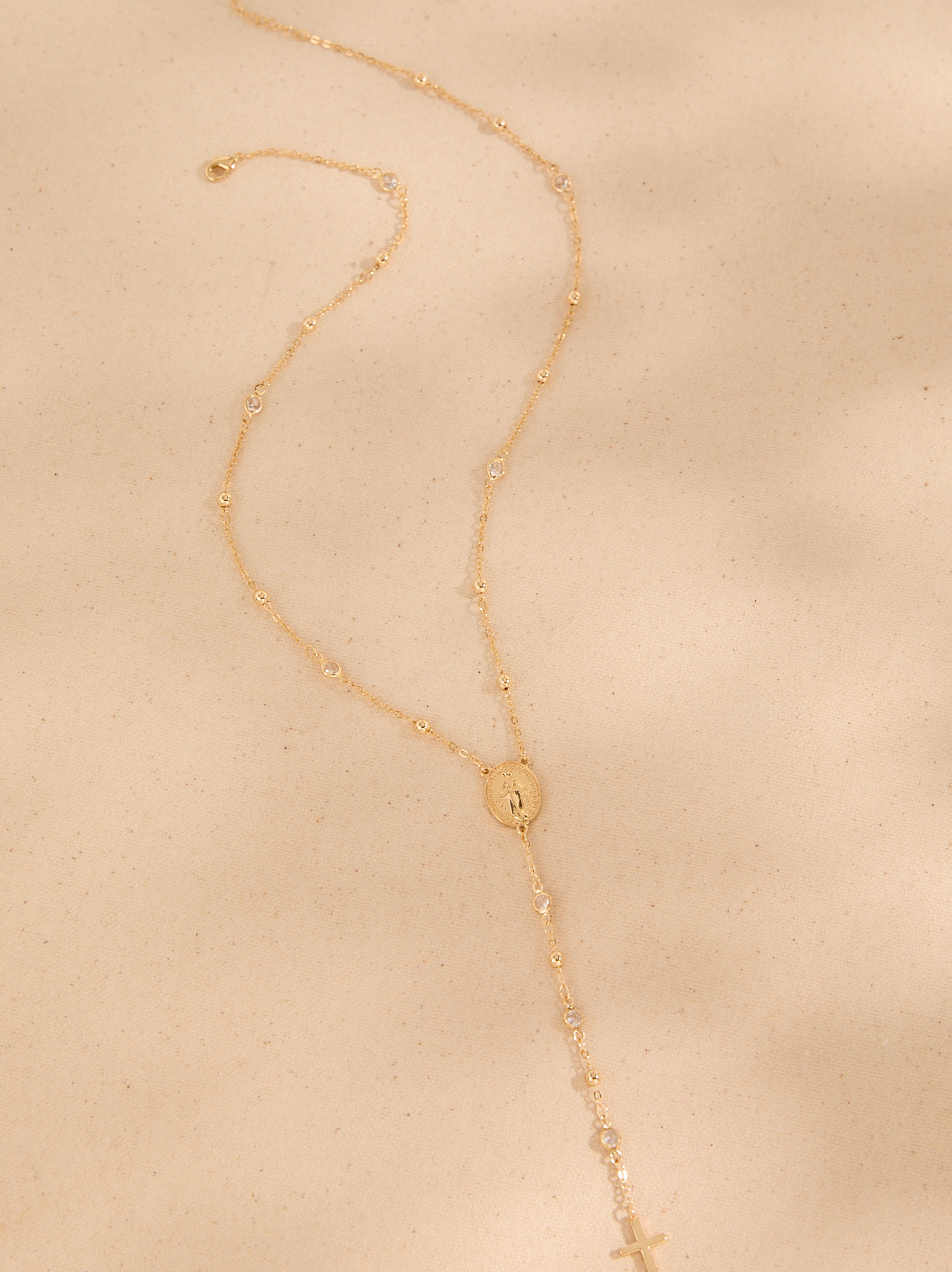Rosary Cross Dangle Necklace in Gold | Altar'd State