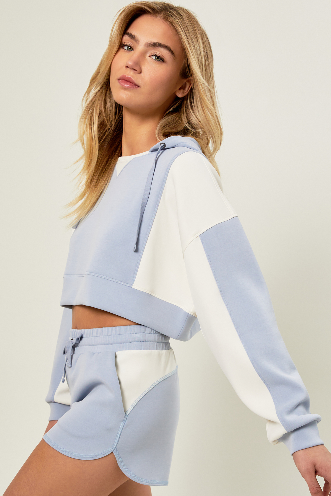 Supersoft Blue Color Block Hoodie | AS Revival