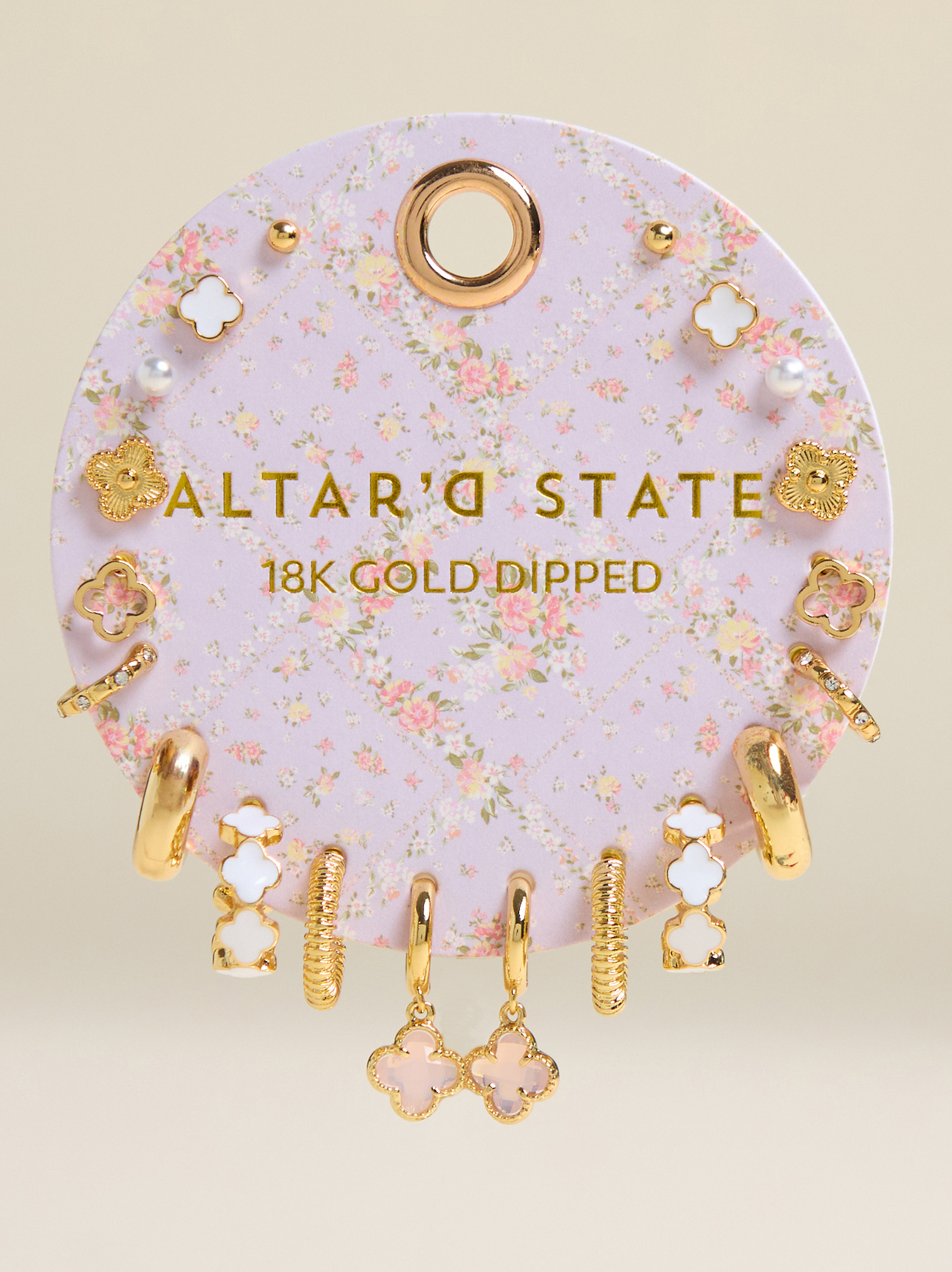 Lucy 18K Gold Dipped Earring Set in Gold | Altar'd State