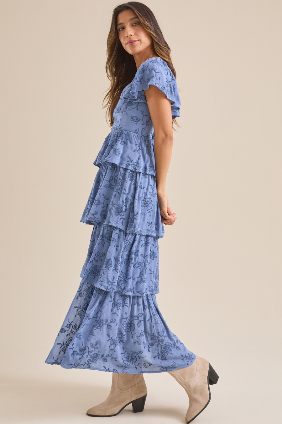Roxanne Layered Maxi Dress in Blue | Altar'd State