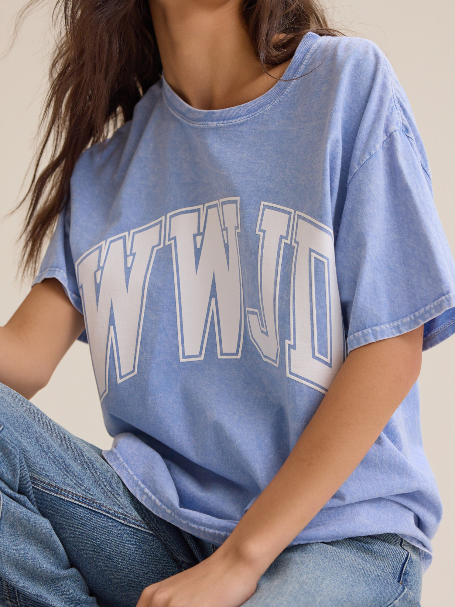 WWJD Graphic Tee in Light Blue | AS Revival