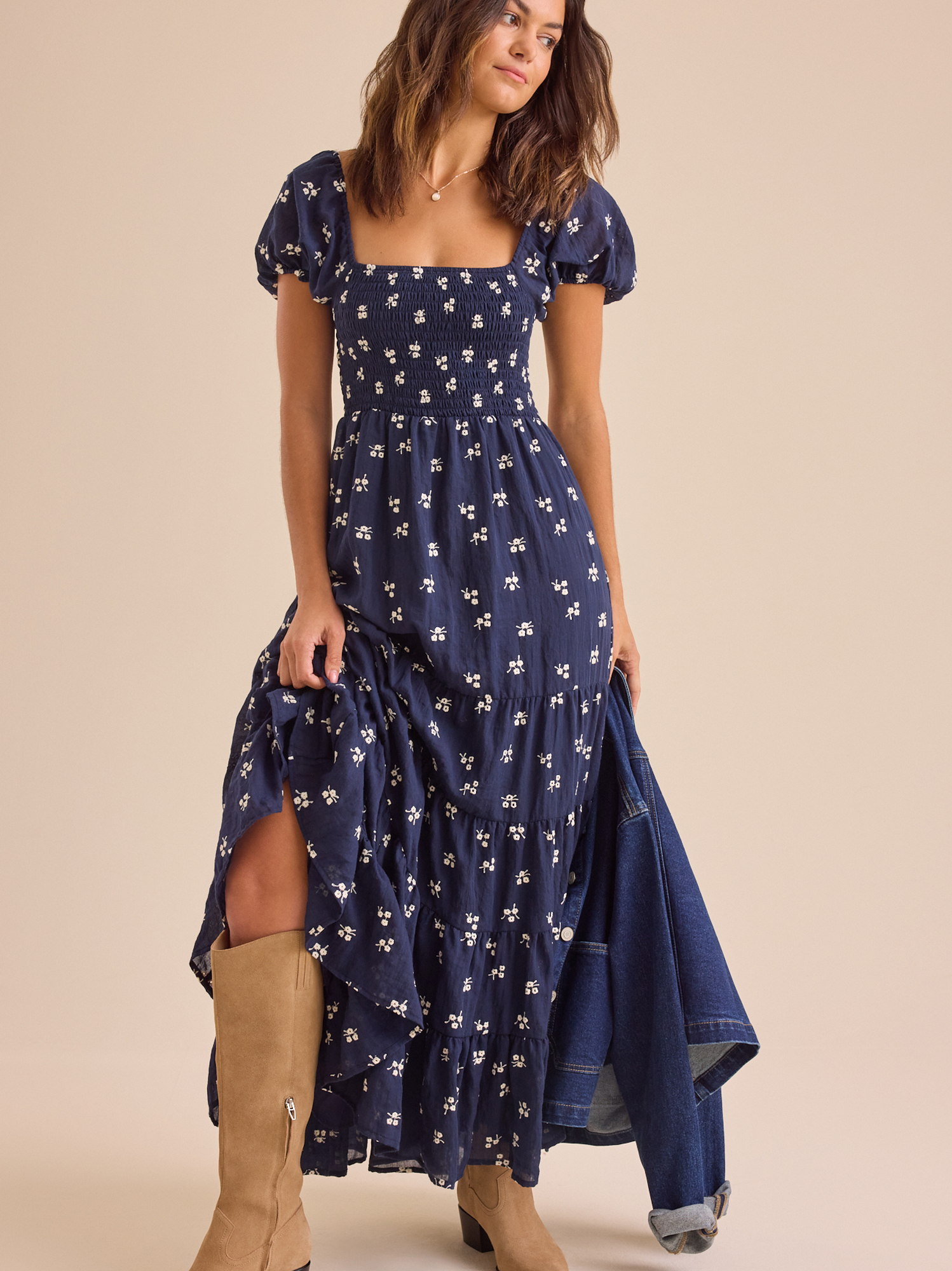 Oaklynn Embroidered Maxi Dress in Navy | Altar'D State
