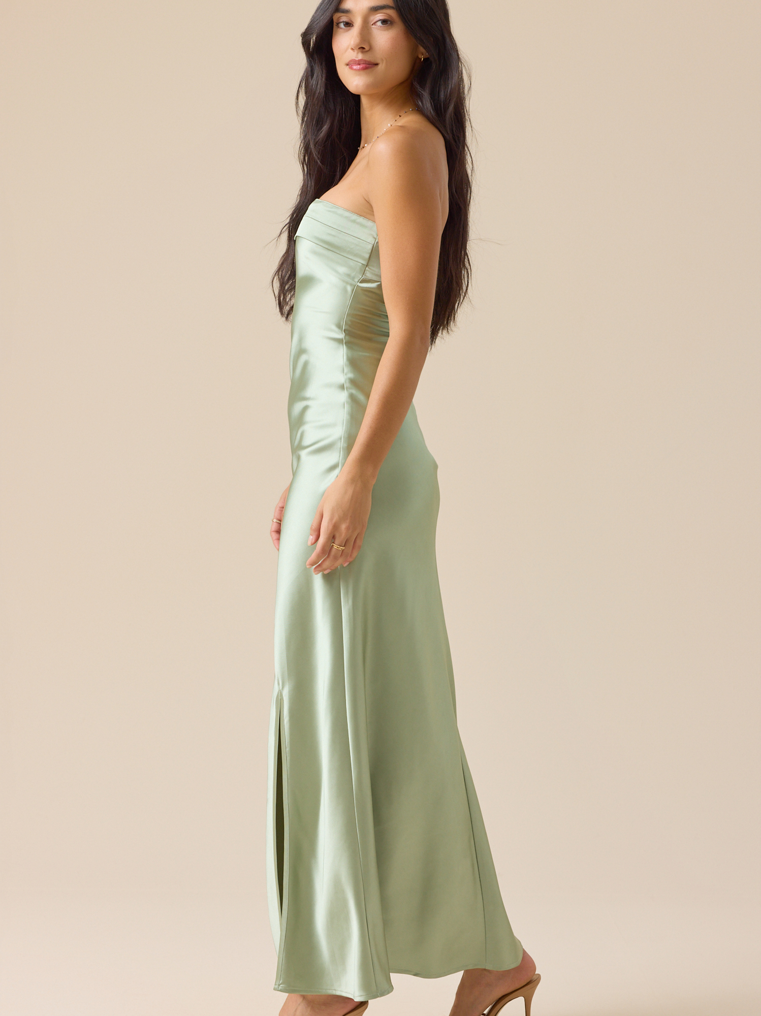 Paityn Strapless Maxi Dress in Sage | Altar'd State