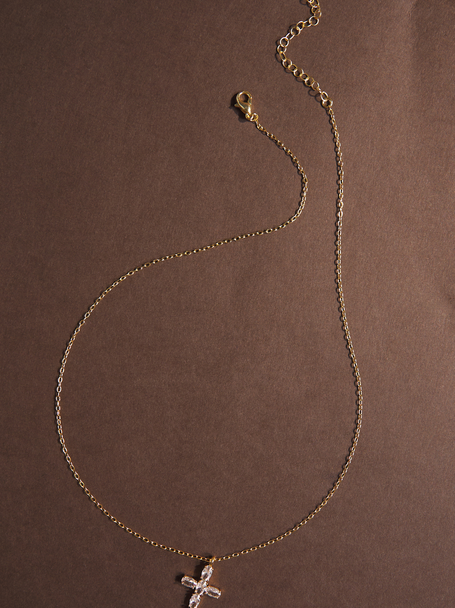 Bagette Cross Charm Necklace in Gold | Altar'd State