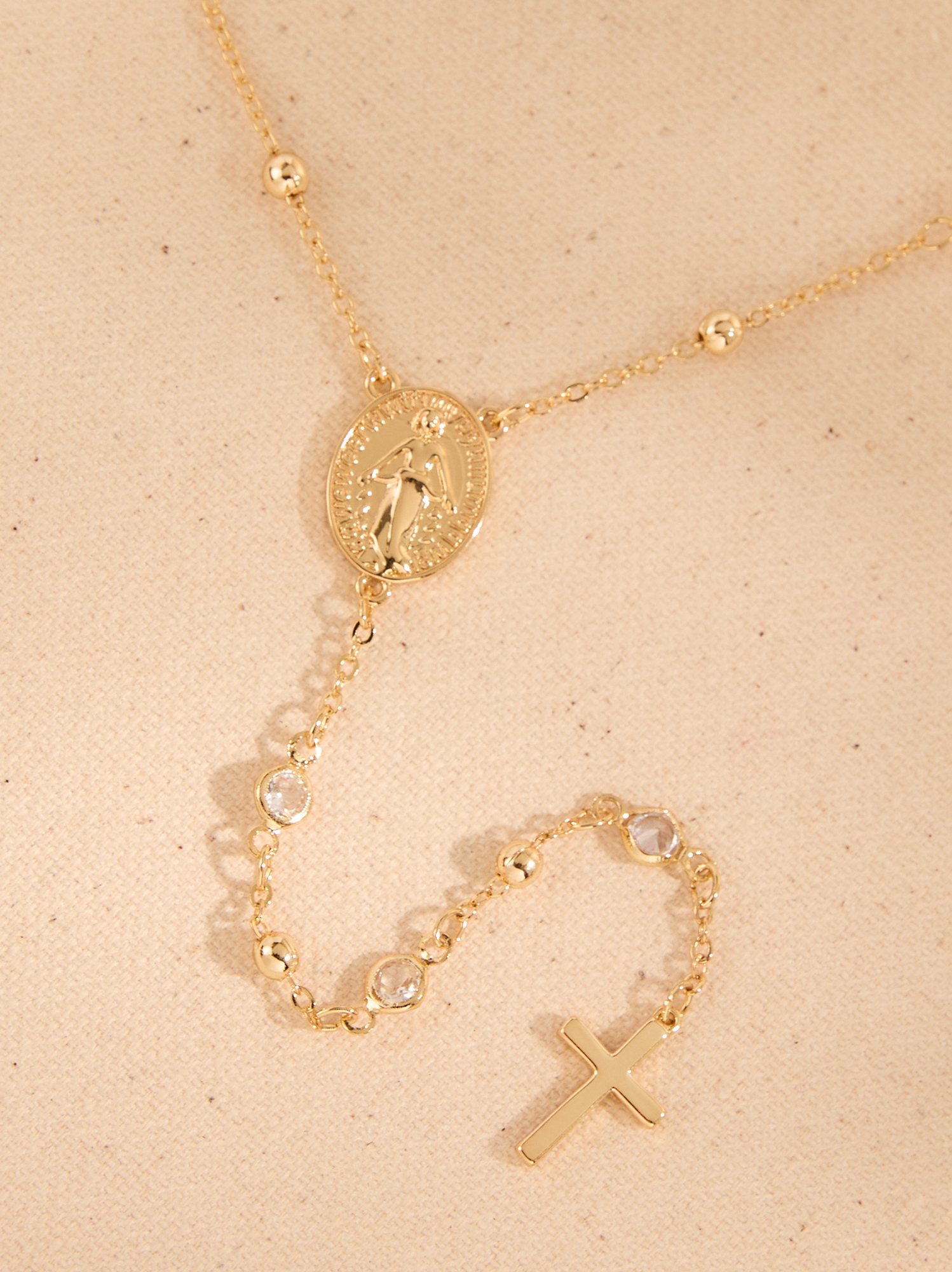 Rosary Cross Dangle Necklace in Gold | Altar'd State
